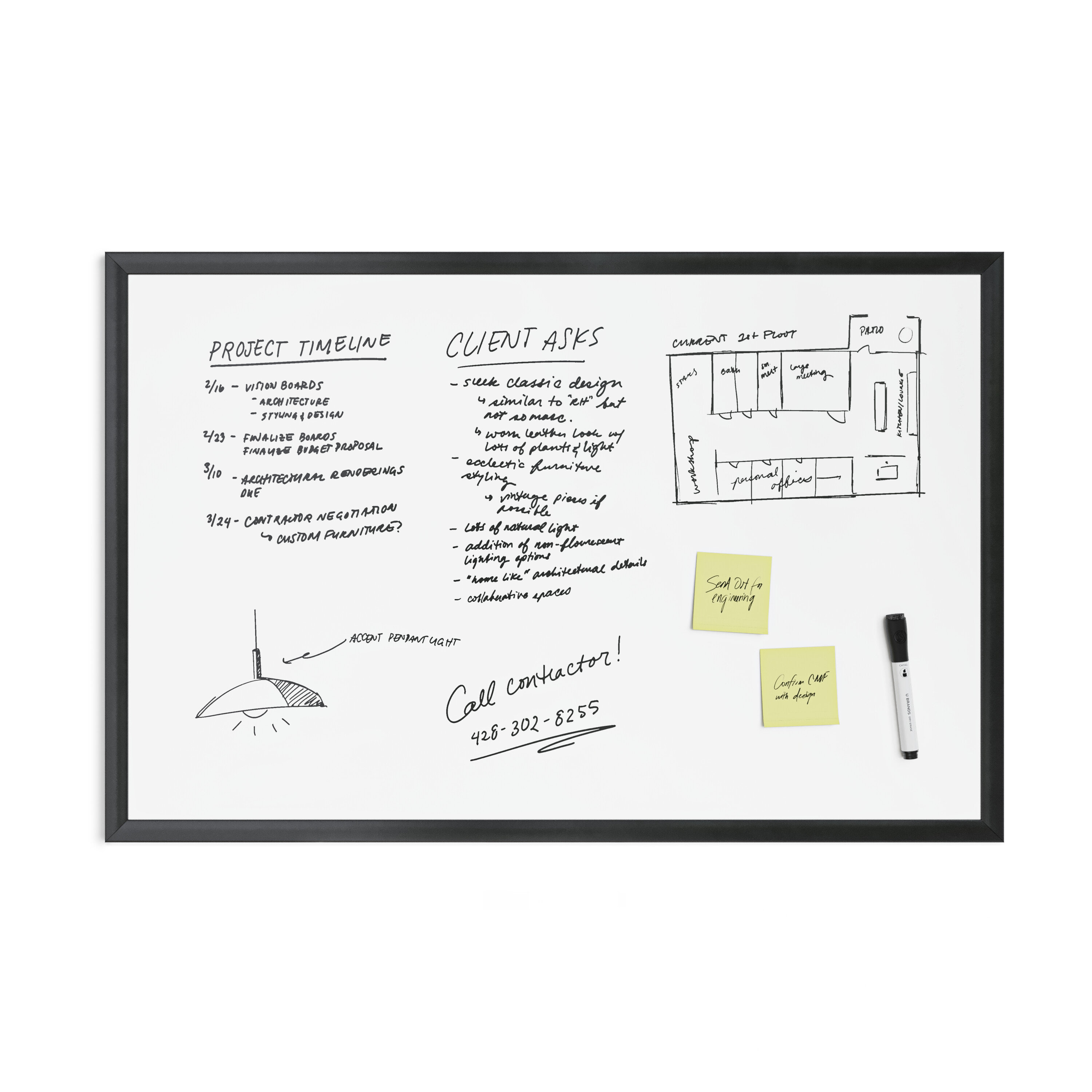 Symple Stuff Magnetic Wall Mounted Whiteboard 35" x 23" & Reviews | Wayfair