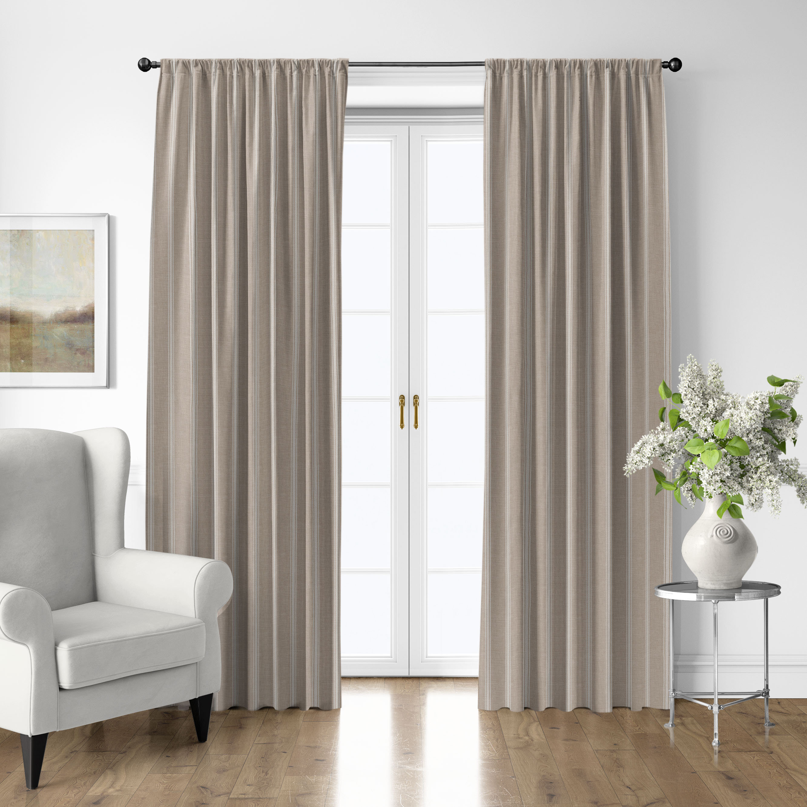 6ix Tailors Fine Linens Shay Broad Ticking Stripe Natural Cotton Simple ...