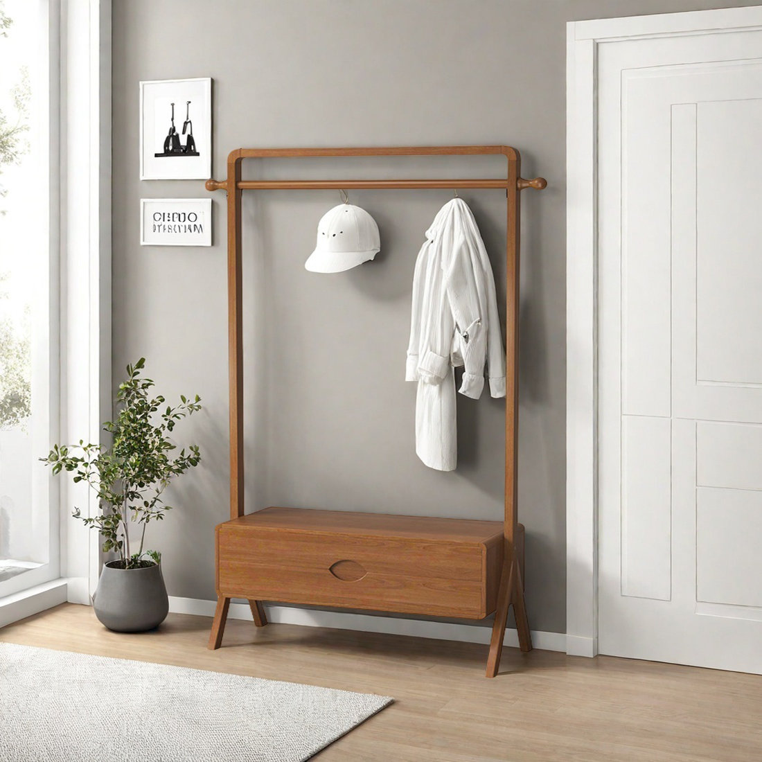 Elegant Home Furnishings.s Solid Wood Hall Tree with Hooks and Drawers ...