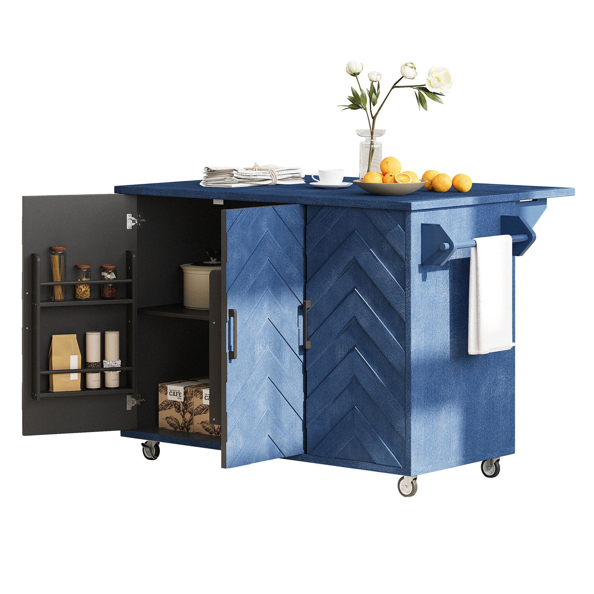 Gracie Oaks 51.2"W 3D Wave Stripes Ash Veneer (Not Cheap Paper) Kitchen ...