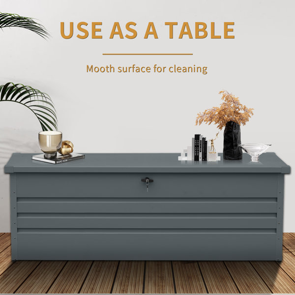 GhomeG 260 Gallon Metal Outdoor Deck Box Waterproof, Extra Large Patio ...