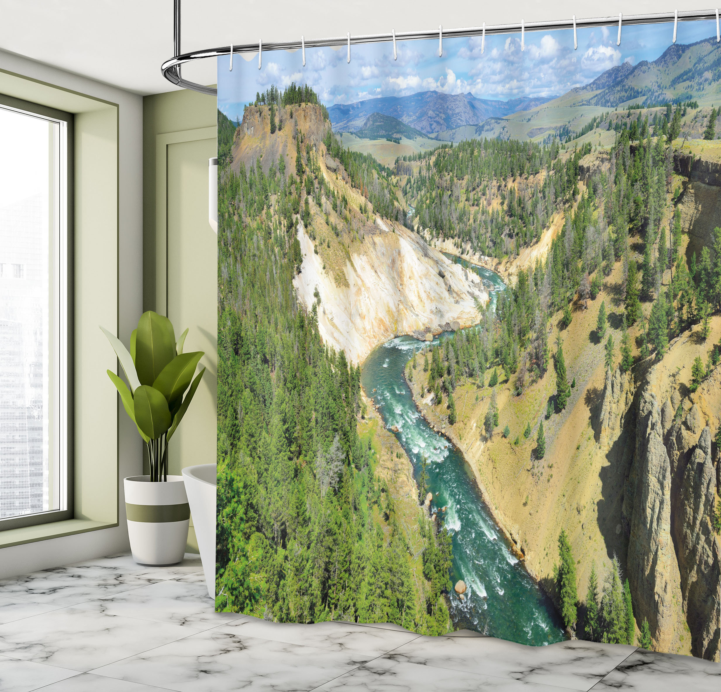East Urban Home Wyoming Shower Curtain Yellowstone Calcite Springs ...