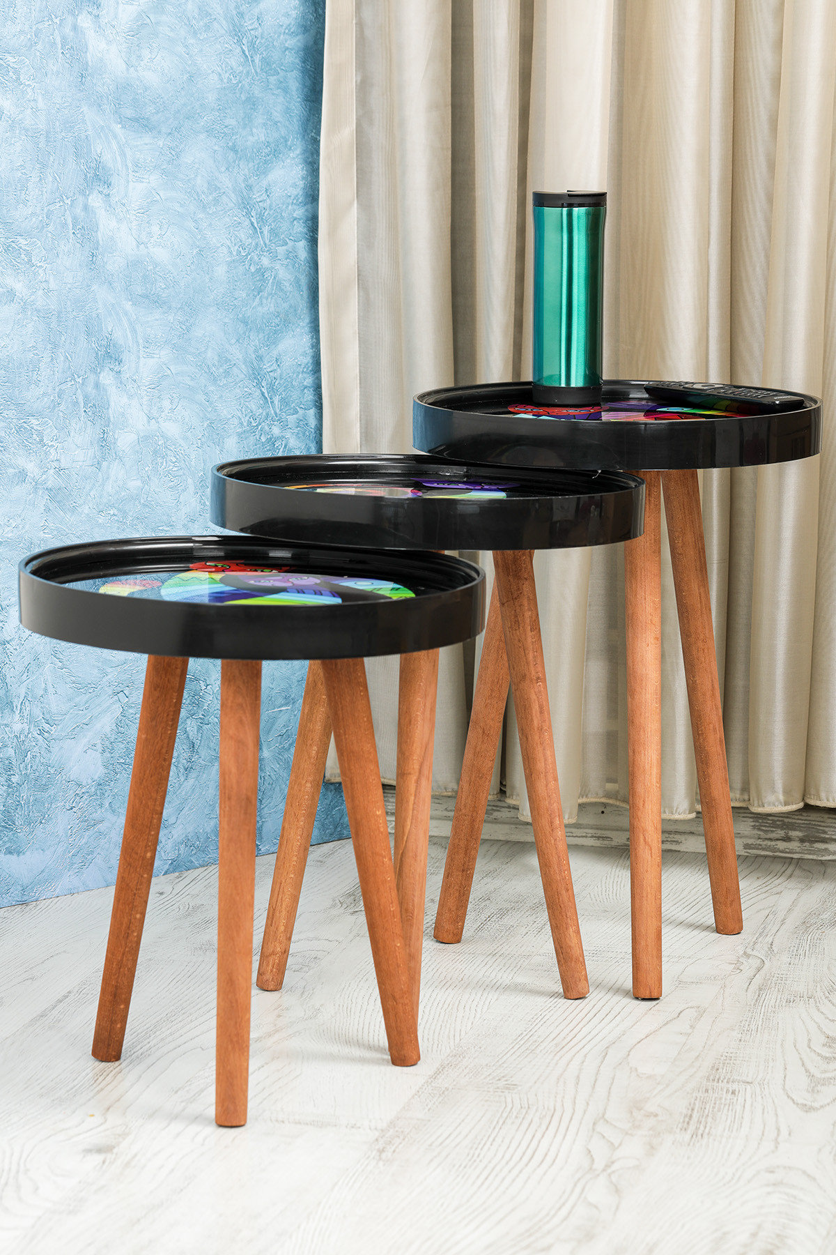 East Urban Home Kalagher Glass Tray Top 3 Legs Nesting Tables | Wayfair
