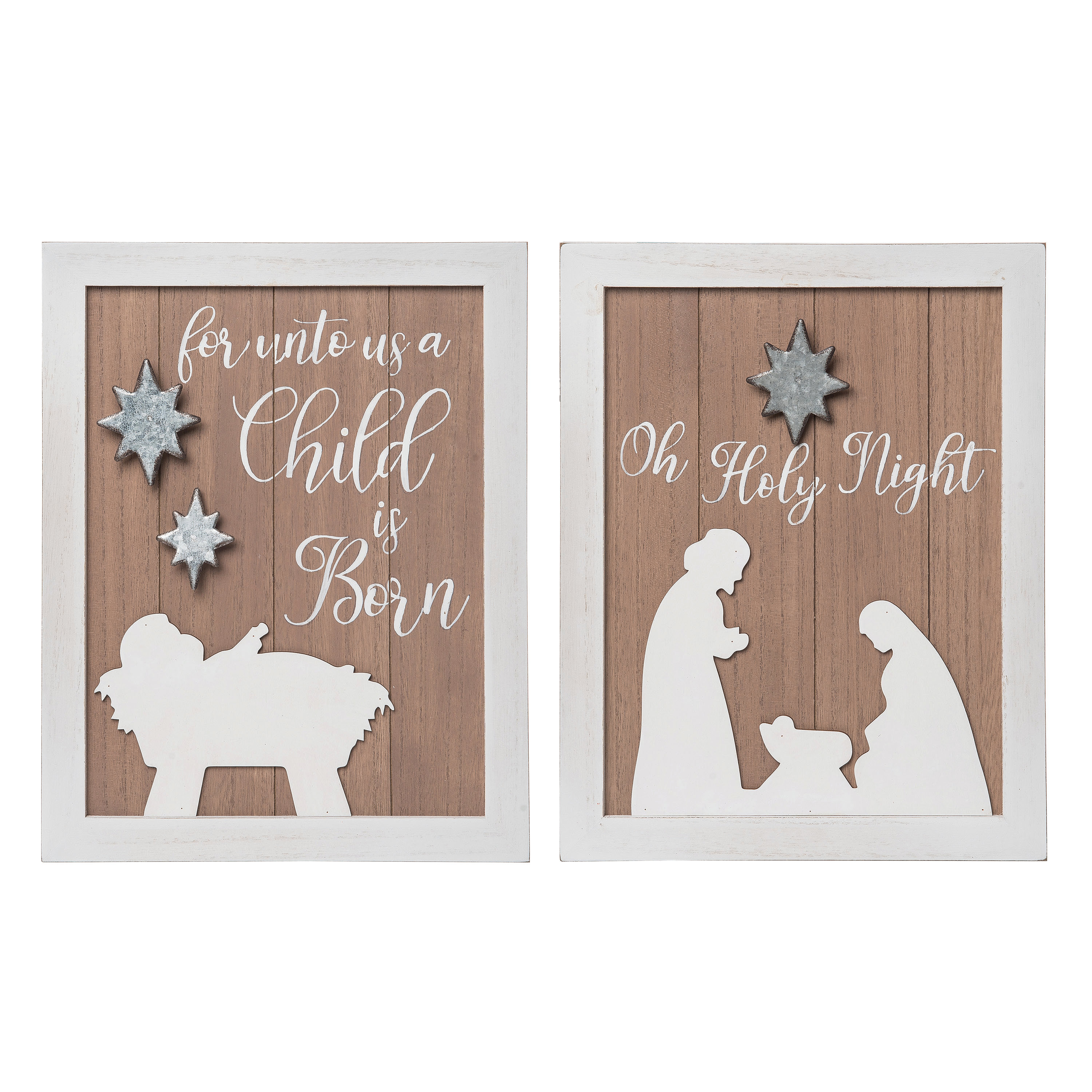The Holiday Aisle® MDF/Metal Holy Night Block Decor Set of 2 Christmas ...