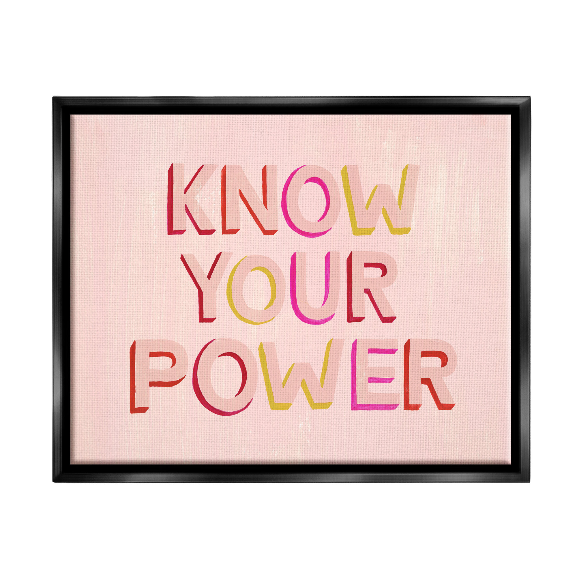 Trinx Know Your Power Pink Inspirational Framed Floater Canvas Wall Art ...