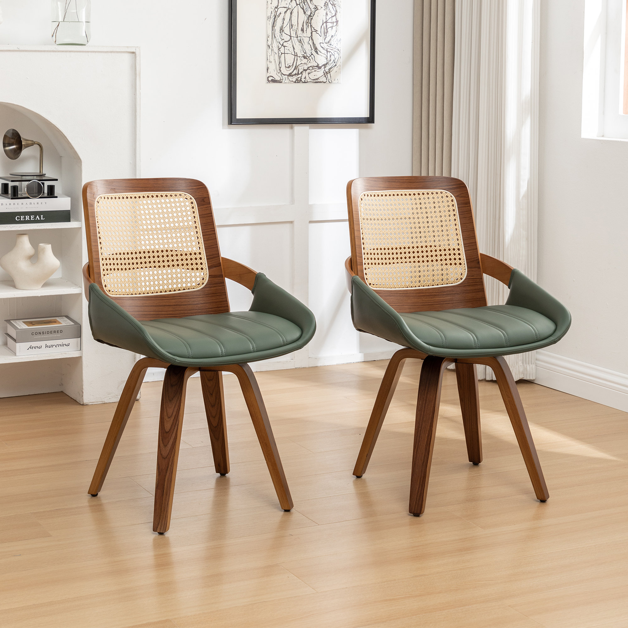 Bay Isle Home™ Brinskelle 20" W Faux Leather Swivel Modern Dining Chair ...