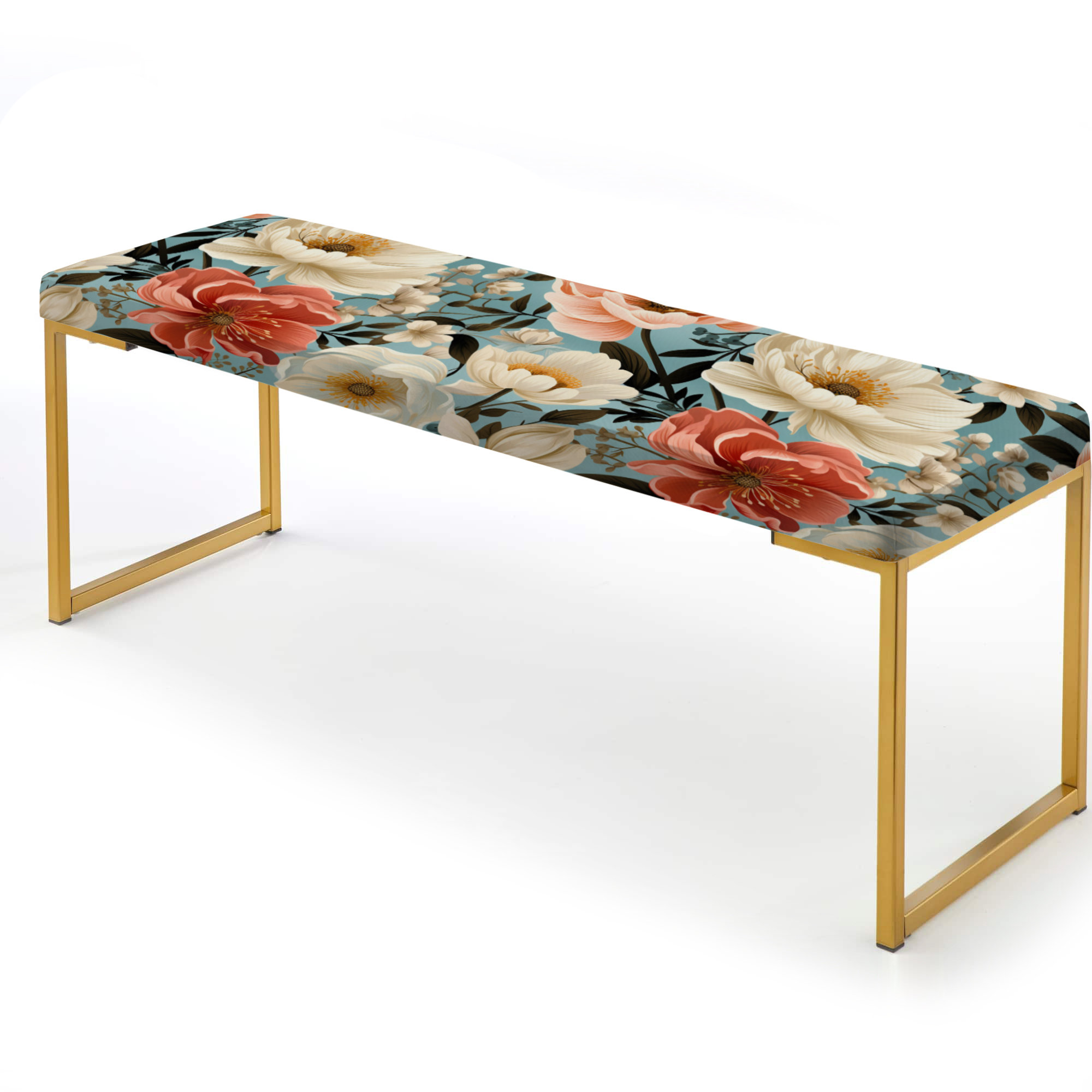 Design Art Boho Pastel Blooms Boho Pattern - Floral Upholstered Gold ...
