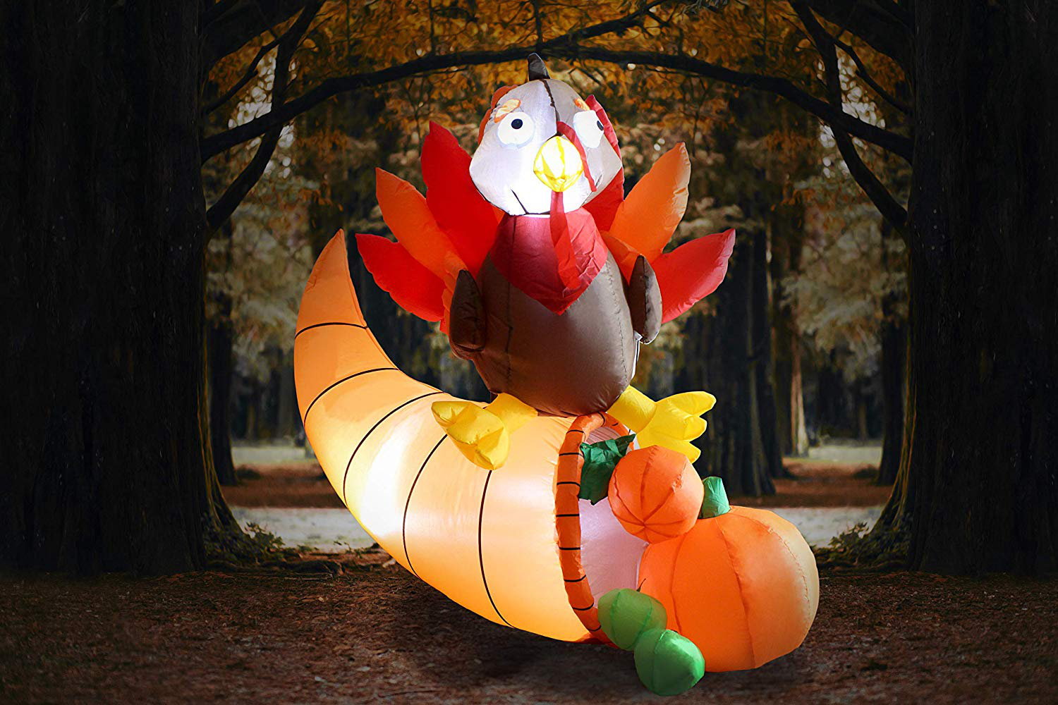 The Holiday Aisle® Thanksgiving Turkey on Cornucopia Inflatable ...