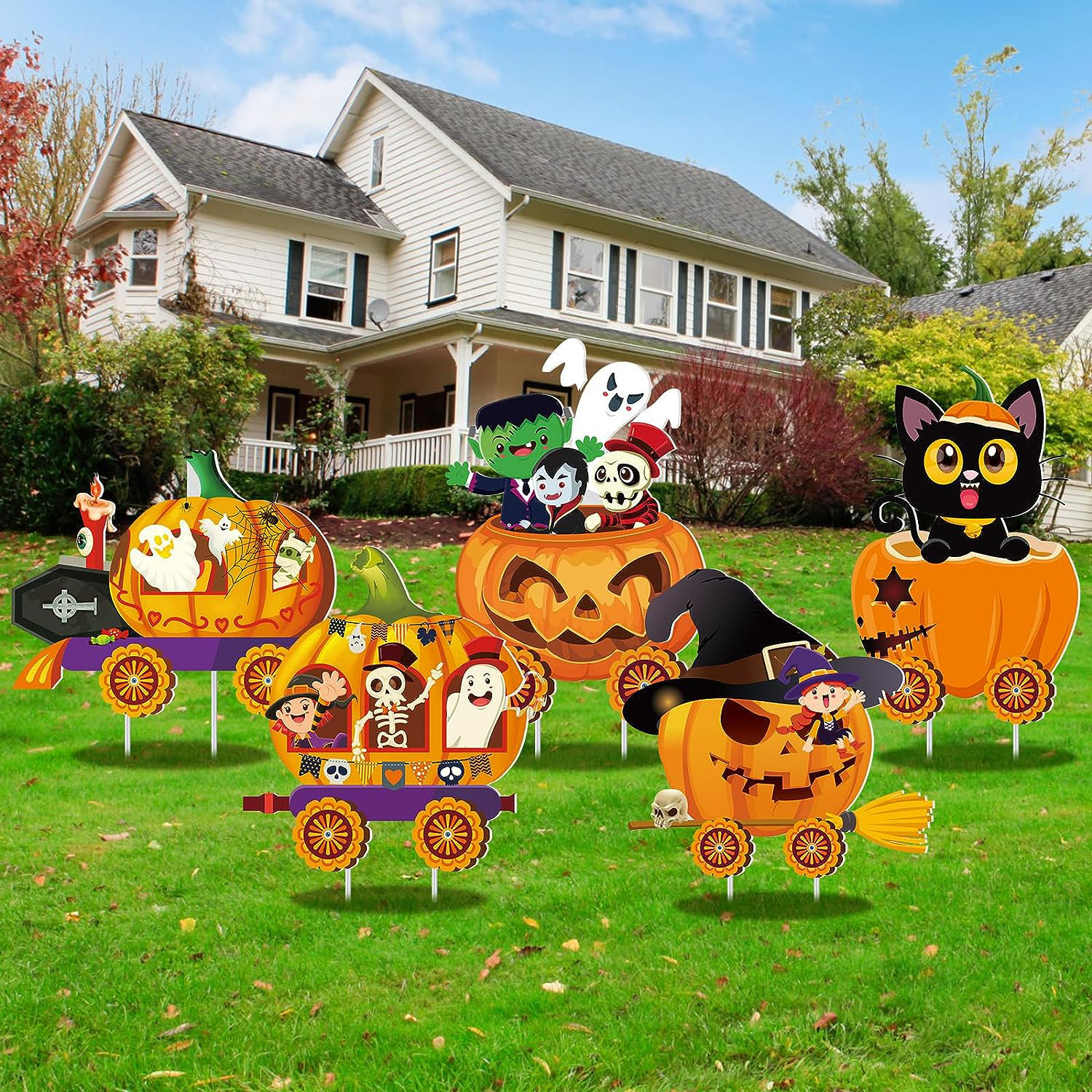 The Holiday Aisle® 5 Piece Halloween Yard Signs Garden Stake Set | Wayfair