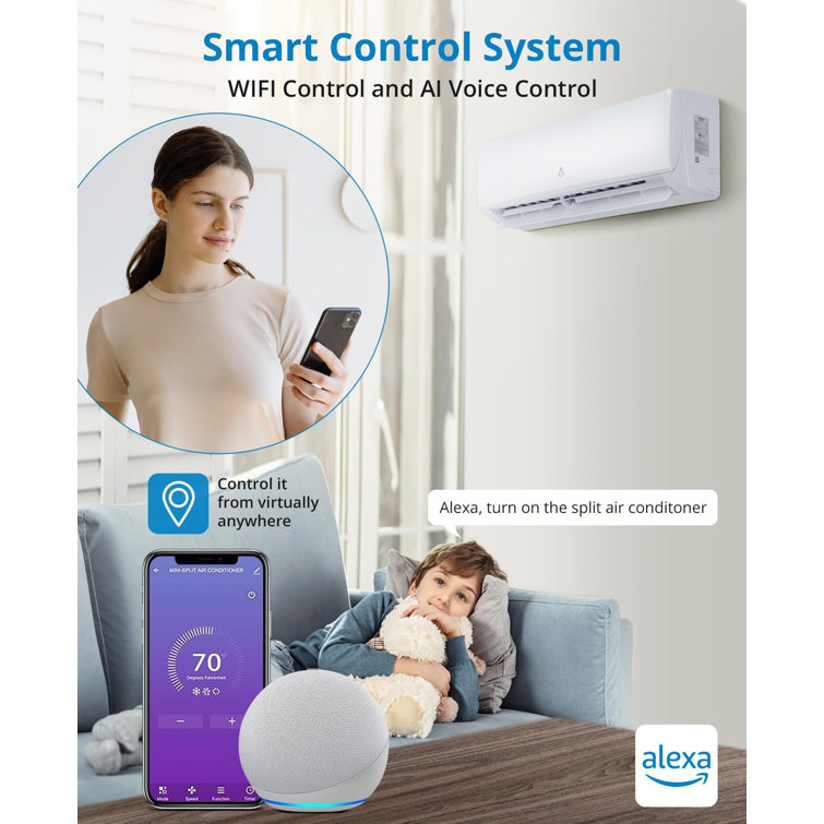 Homhougo Climatiseur inversé 24000 BTU avec système de chauffage et ...