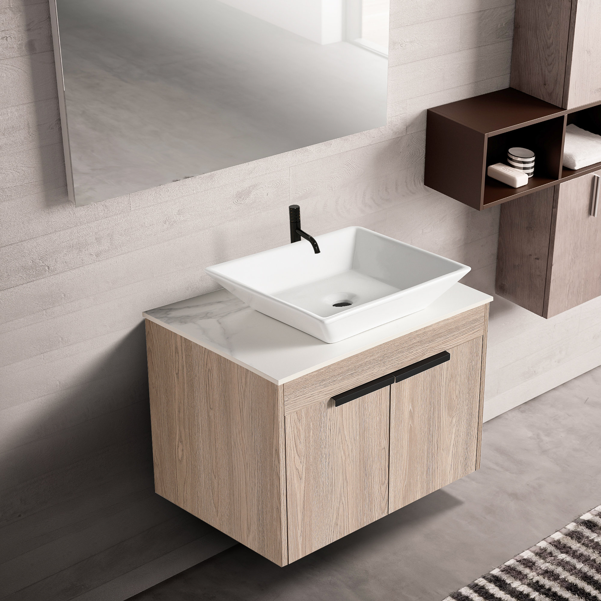 Ebern Designs Ensemble de meuble-lavabo mural simple 23 po Dywayne ...
