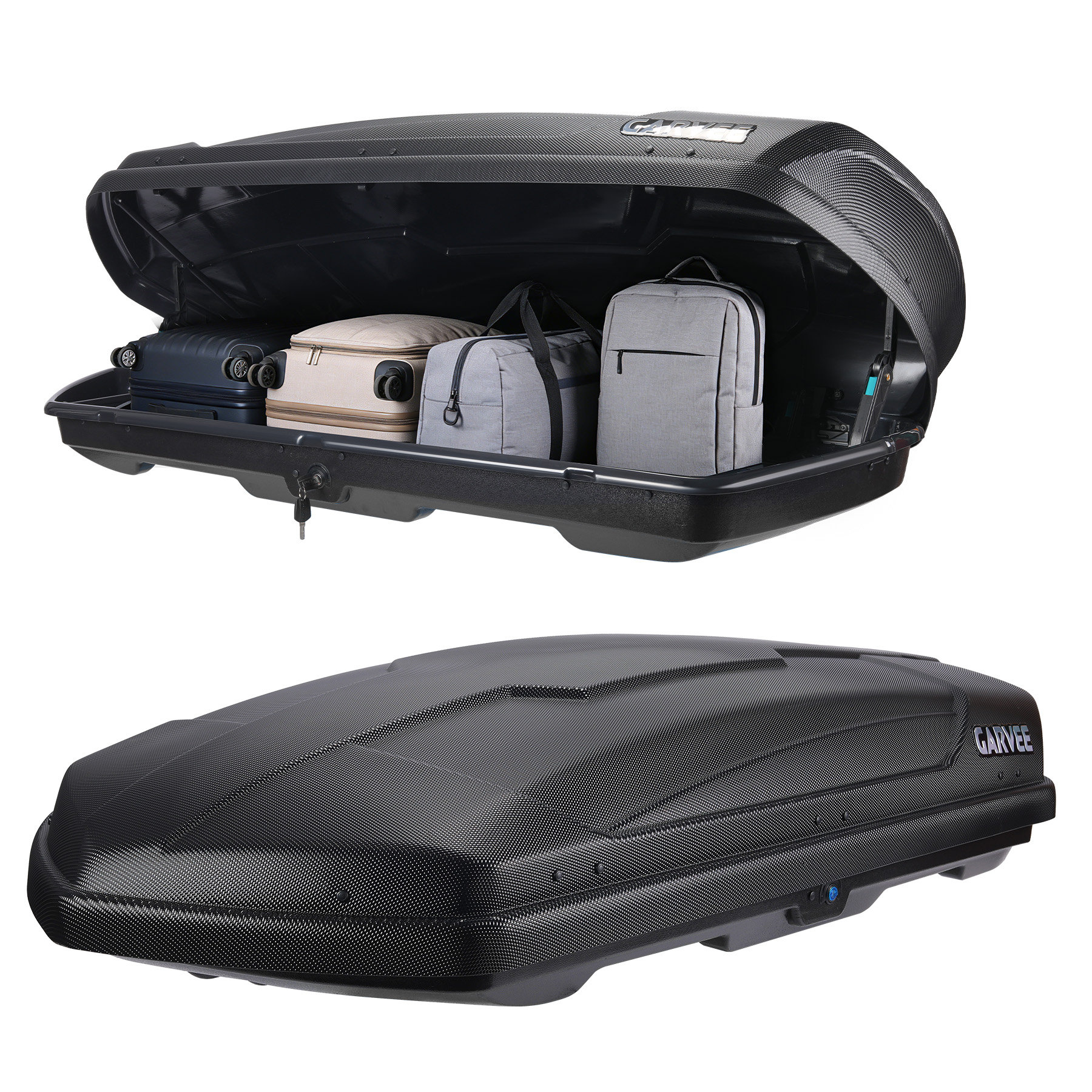 GarveeHome 67 inch Black Rooftop Cargo Box Carrier Dual-Side Opening ...