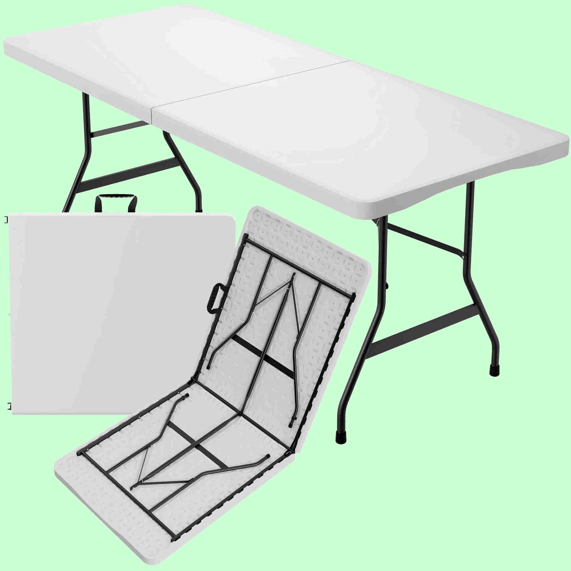 TECSPACE Folding Table 6ft Portable Heavy Duty Plastic Fold-in-Half ...