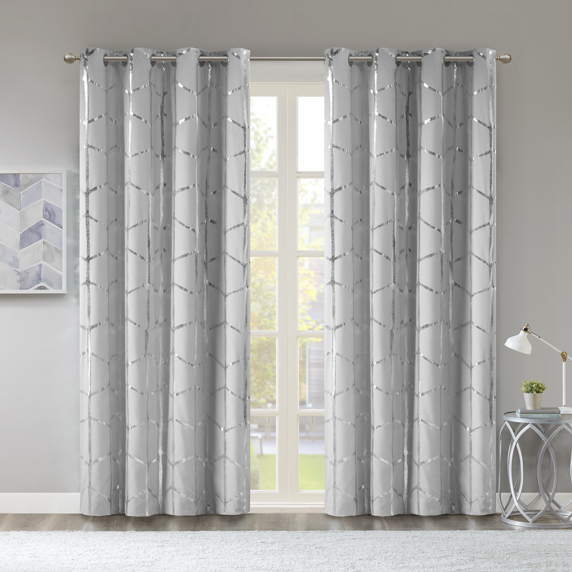 Intelligent Design Raina Geometric Total Blackout Grommet Single ...