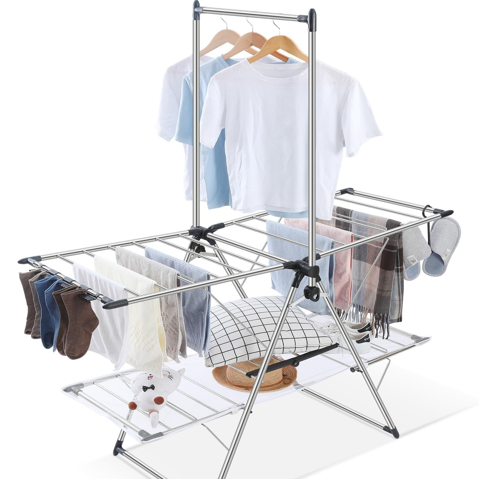 OLHAV Foldable Clothes Drying Rack, Height-Adjustable Gullwings | Wayfair
