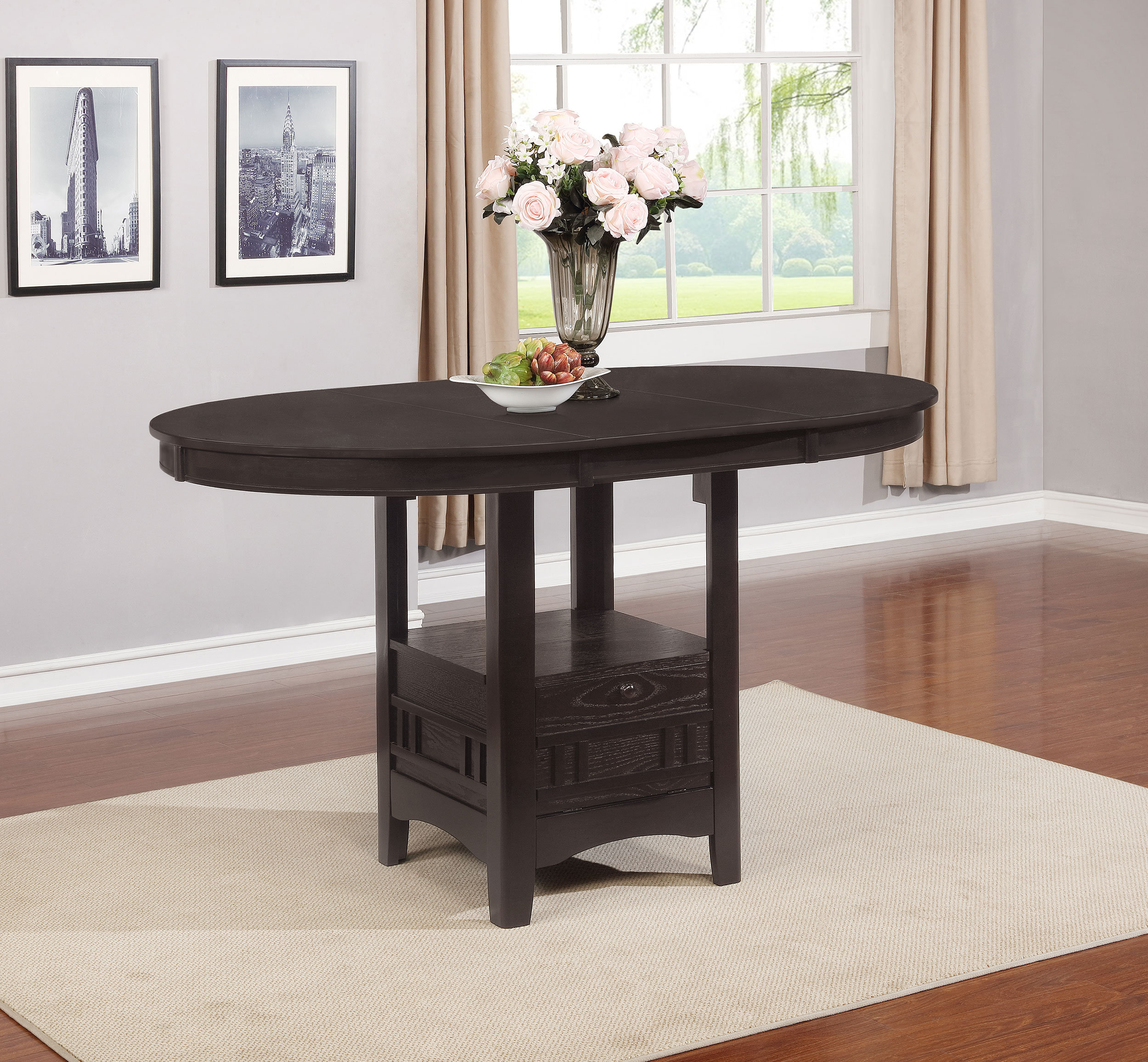 Ebern Designs Lavon Oval 60-inch Extension Counter Dining Table ...