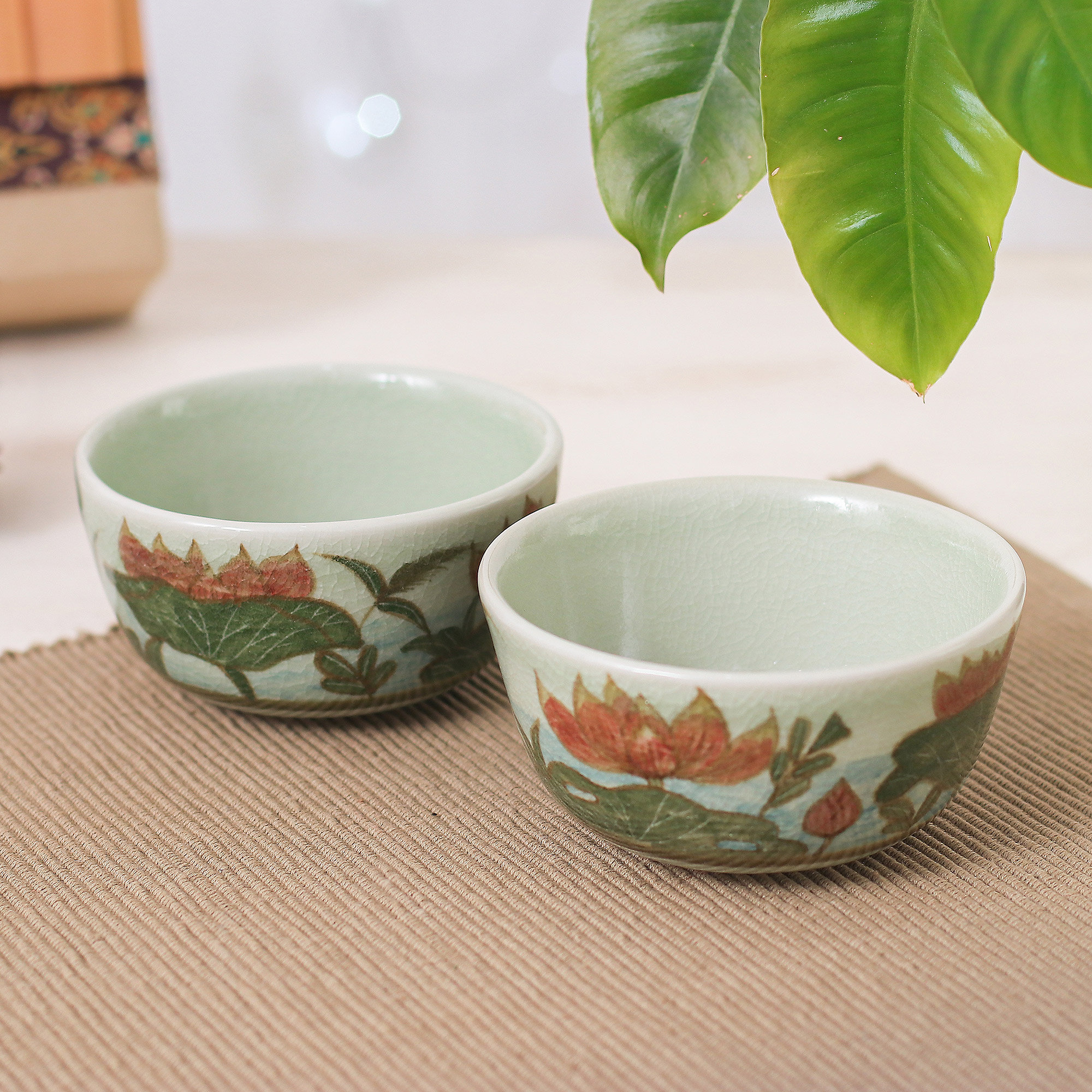 Red Barrel Studio® Handmade Lotus Flower Delight Celadon Ceramic ...