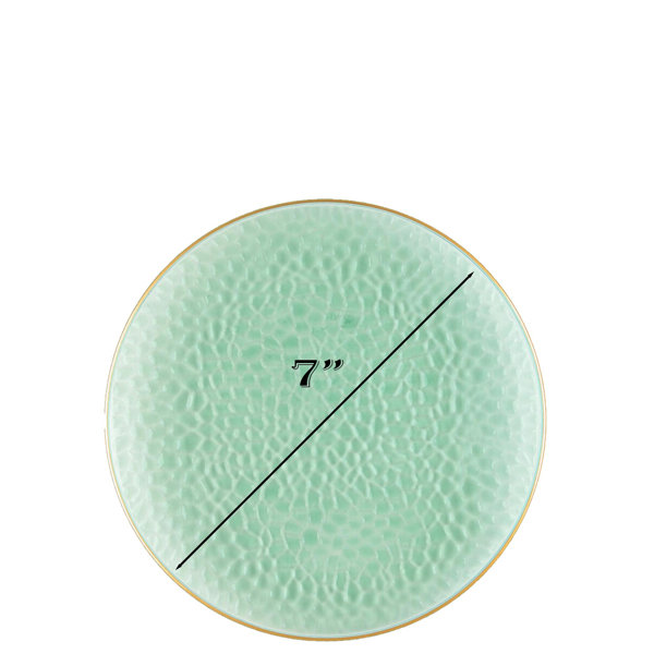 Ecoquality Tableware Organic Hammered Green Gold Rim Collection Dinner ...