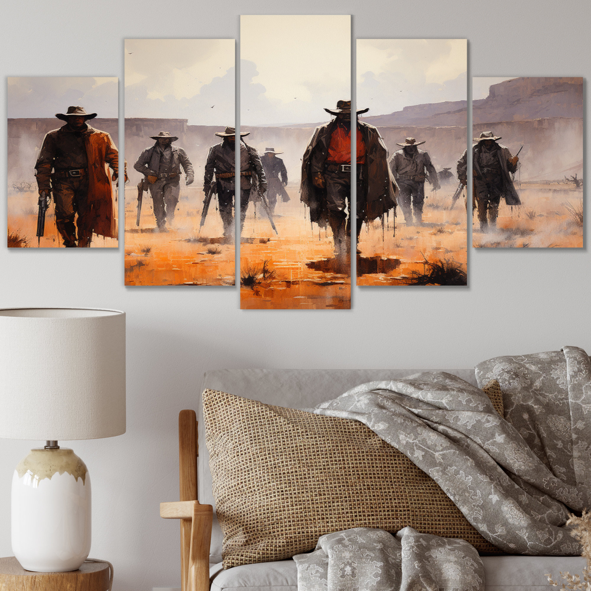 Design Art Western Frontier Vigilantes Cowboys I - Western Metal Wall ...