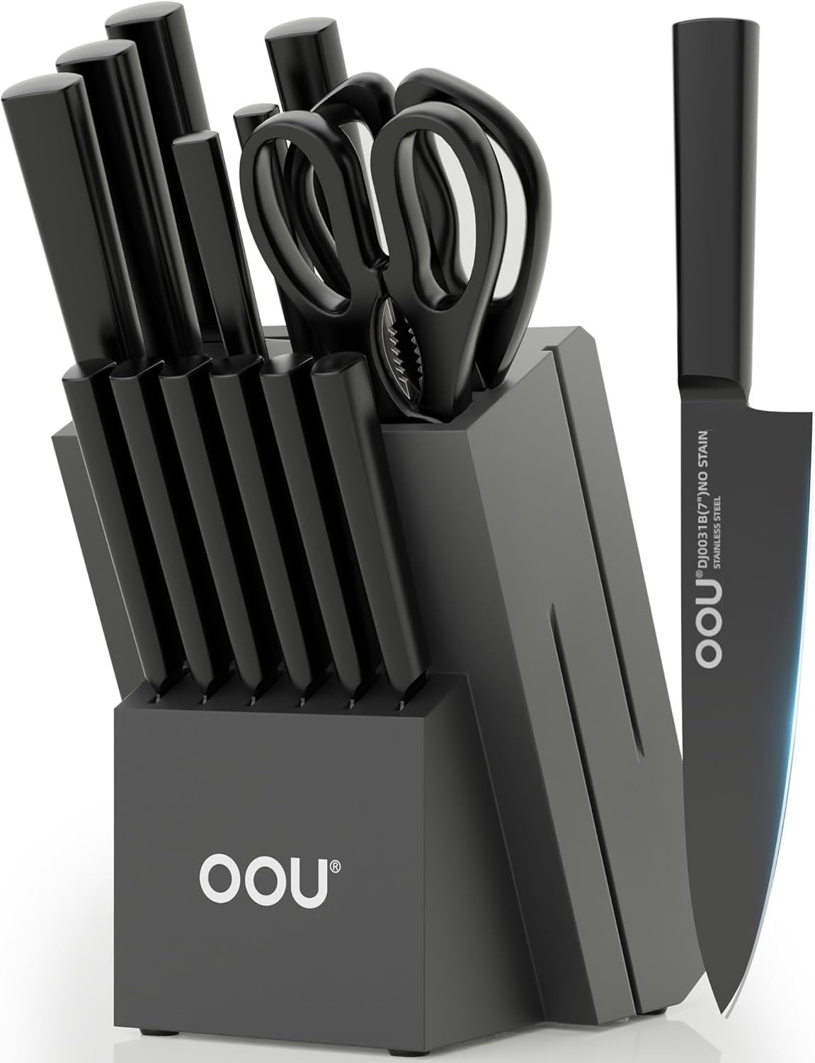 GLETED 15 Pieces High Carbon Stainless Steel Chef Knife Sets,with Built ...