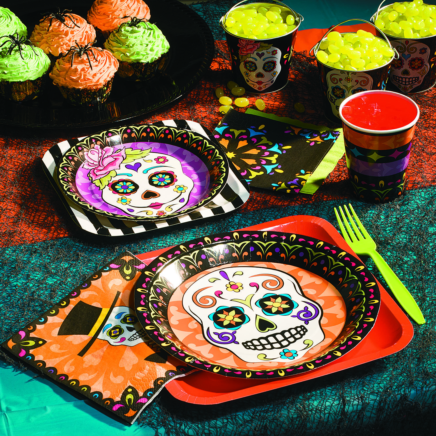 The Holiday Aisle® Arcadii 16 Piece Day of the Dead Luncheon Napkins ...