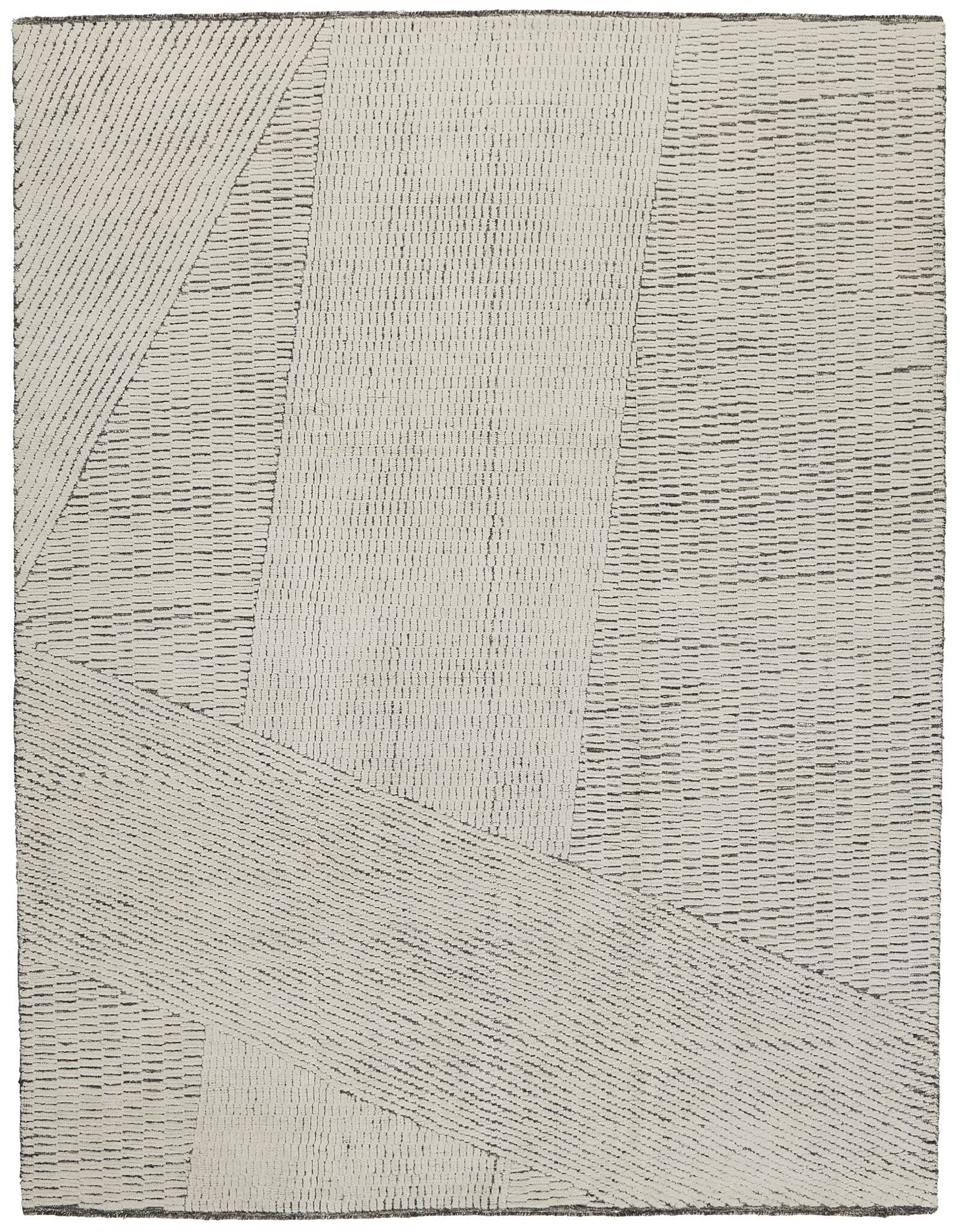 Tufenkian Rhombus Abstract Hand Knotted Wool Area Rug in Black/White ...