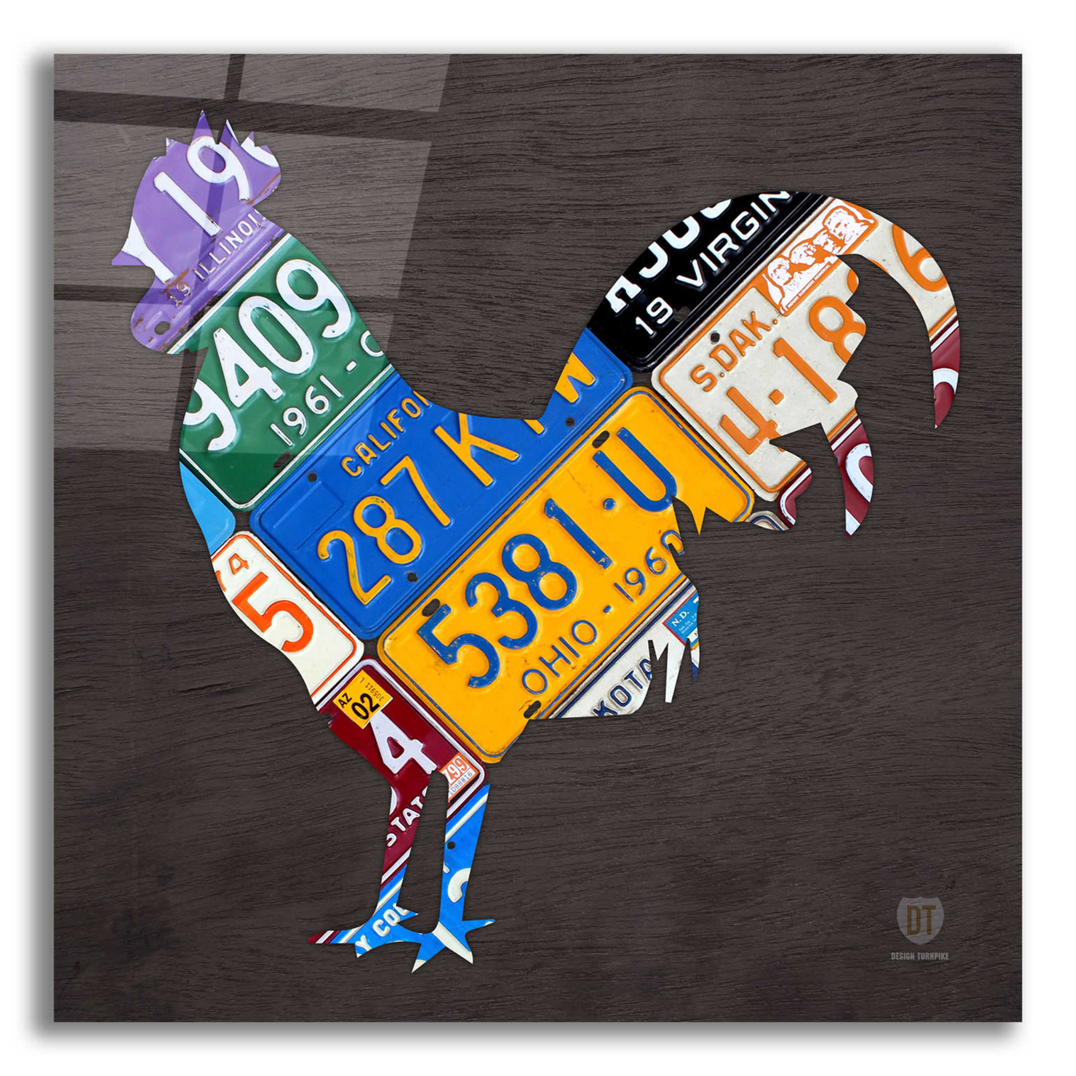 August Grove® 'Licence Plate Art Rooster' By Design Turnpike, Acrylic ...