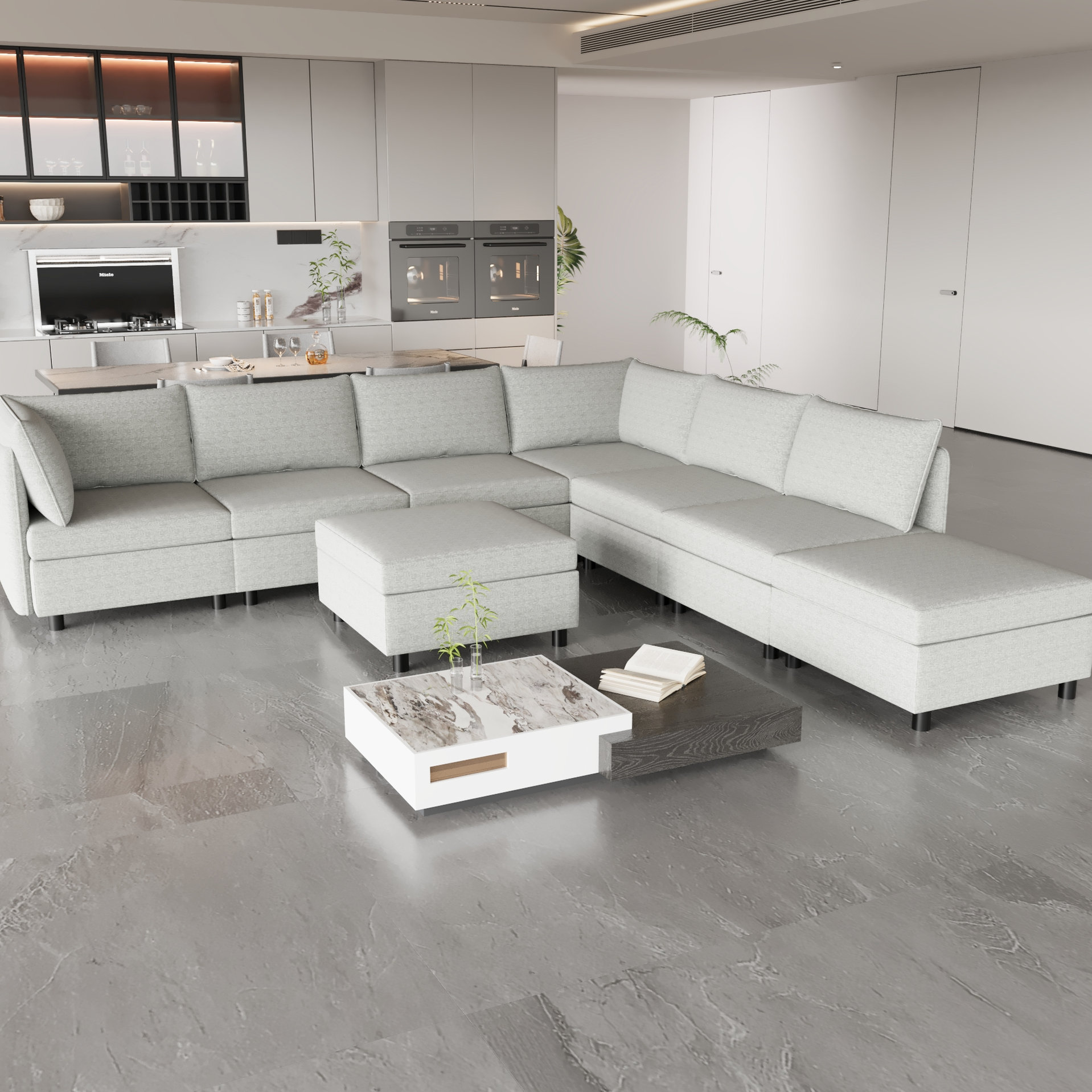 Latitude Run® Living Room Modular Sectional With Sleeper And Storage ...