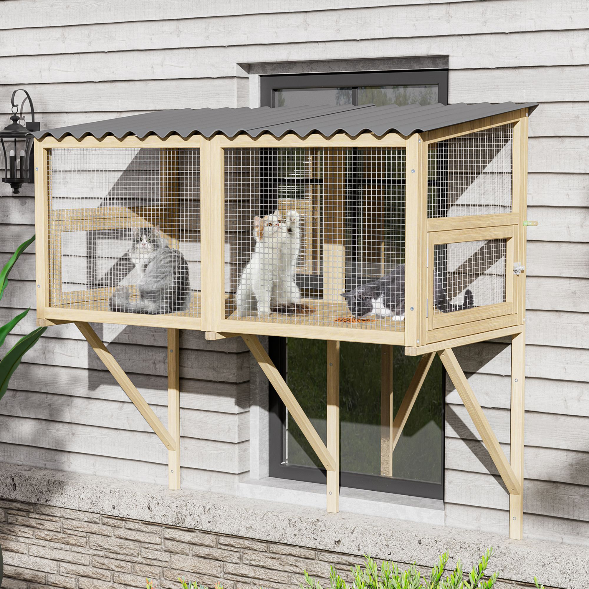 Tucker Murphy Pet™ Cat Catio, Cat Window Box for Multiple Indoor Cats, Wooden Cat Window Perch ...
