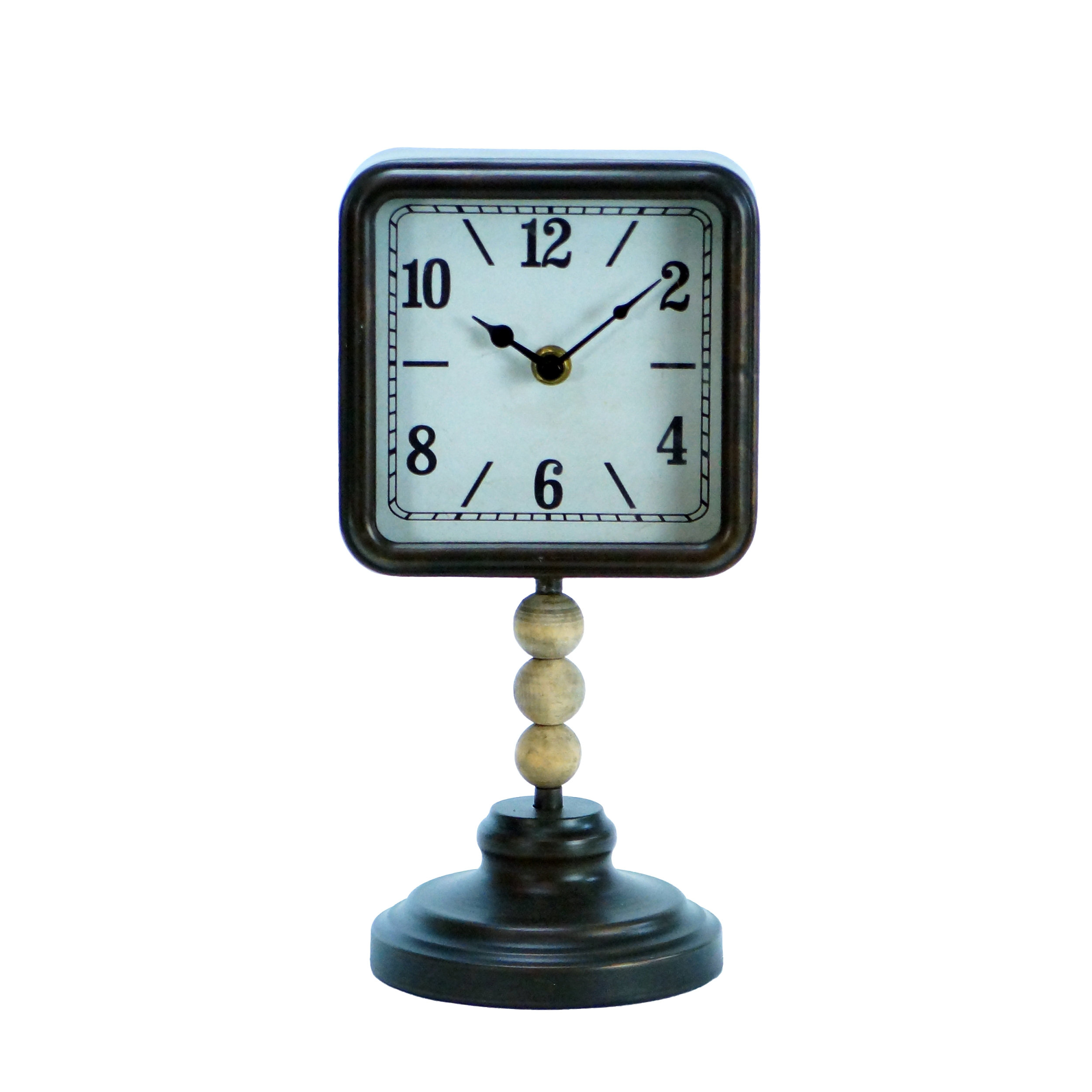 Bungalow Rose Numerical Wood Mechanical Tabletop Clock | Wayfair