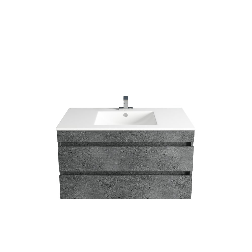 17 Stories 36'' Wall Hung Single Bathroom Vanity with White Stone ...