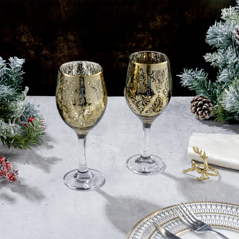 Mercer41 2 Piece Gold Plated Stemmed Wine Glasses | Wayfair