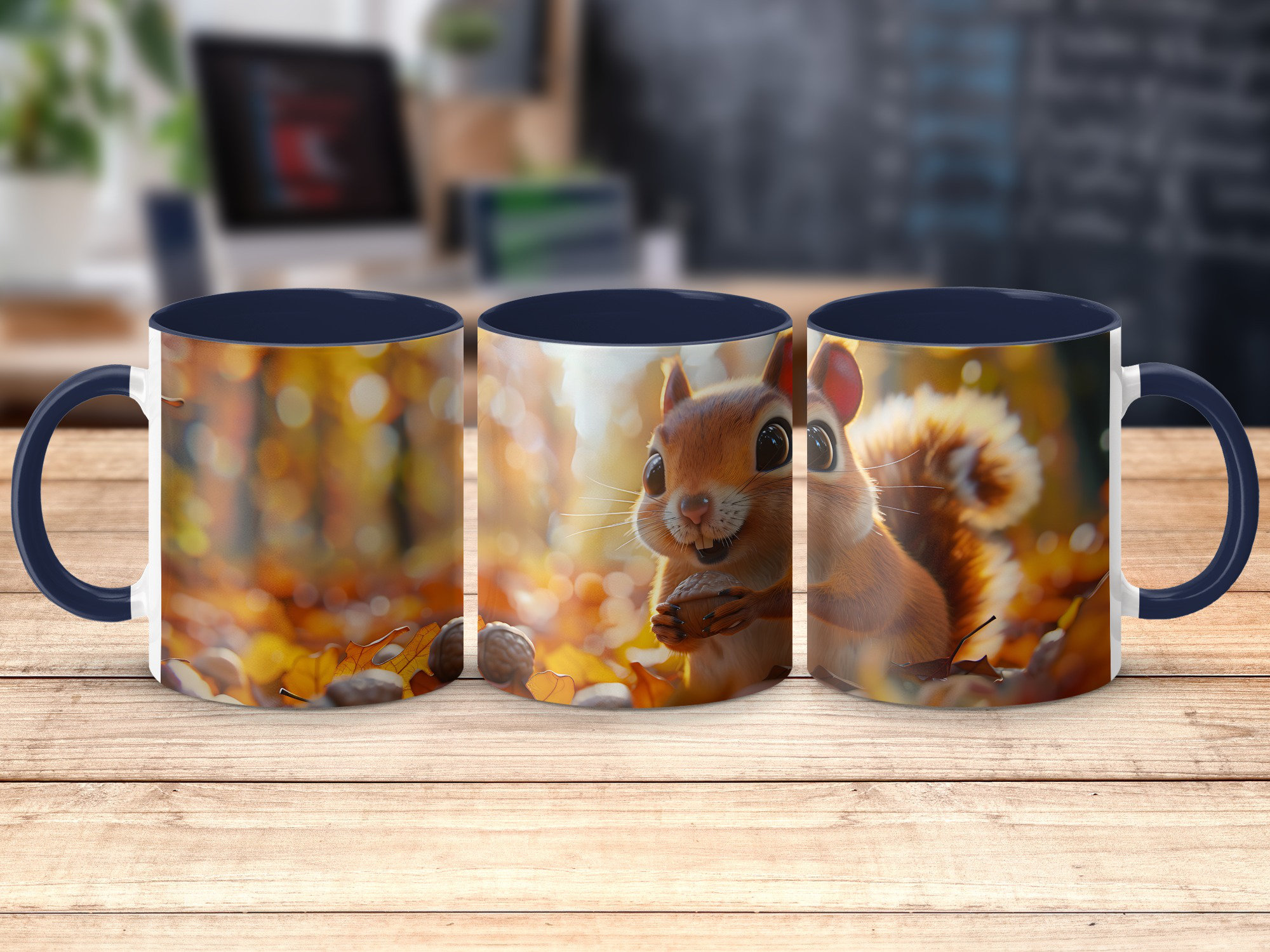 East Urban Home Set of 4 Colourful 3D Design 11oz Accent Mugs – White ...