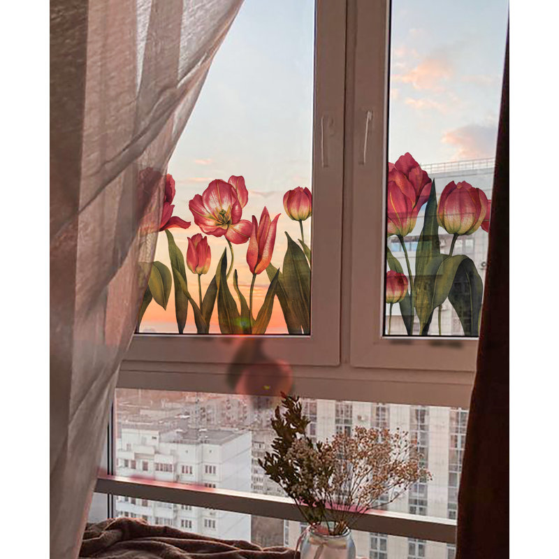 Winston Porter Tulip Garden Static Cling Window Decal & Reviews | Wayfair