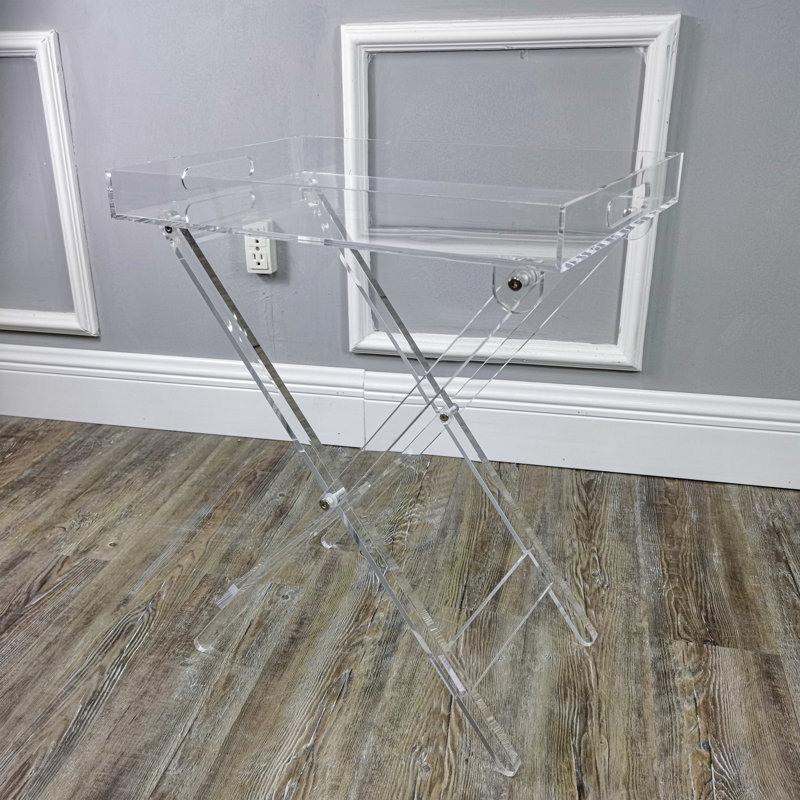 Orren Ellis Clear Furniture Acrylic Folding Tray Table, Acrylic Side ...