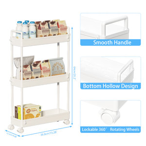 SPACEAIM Slim Rolling Storage Cart, 3 Tier Bathroom Storage Organizer ...