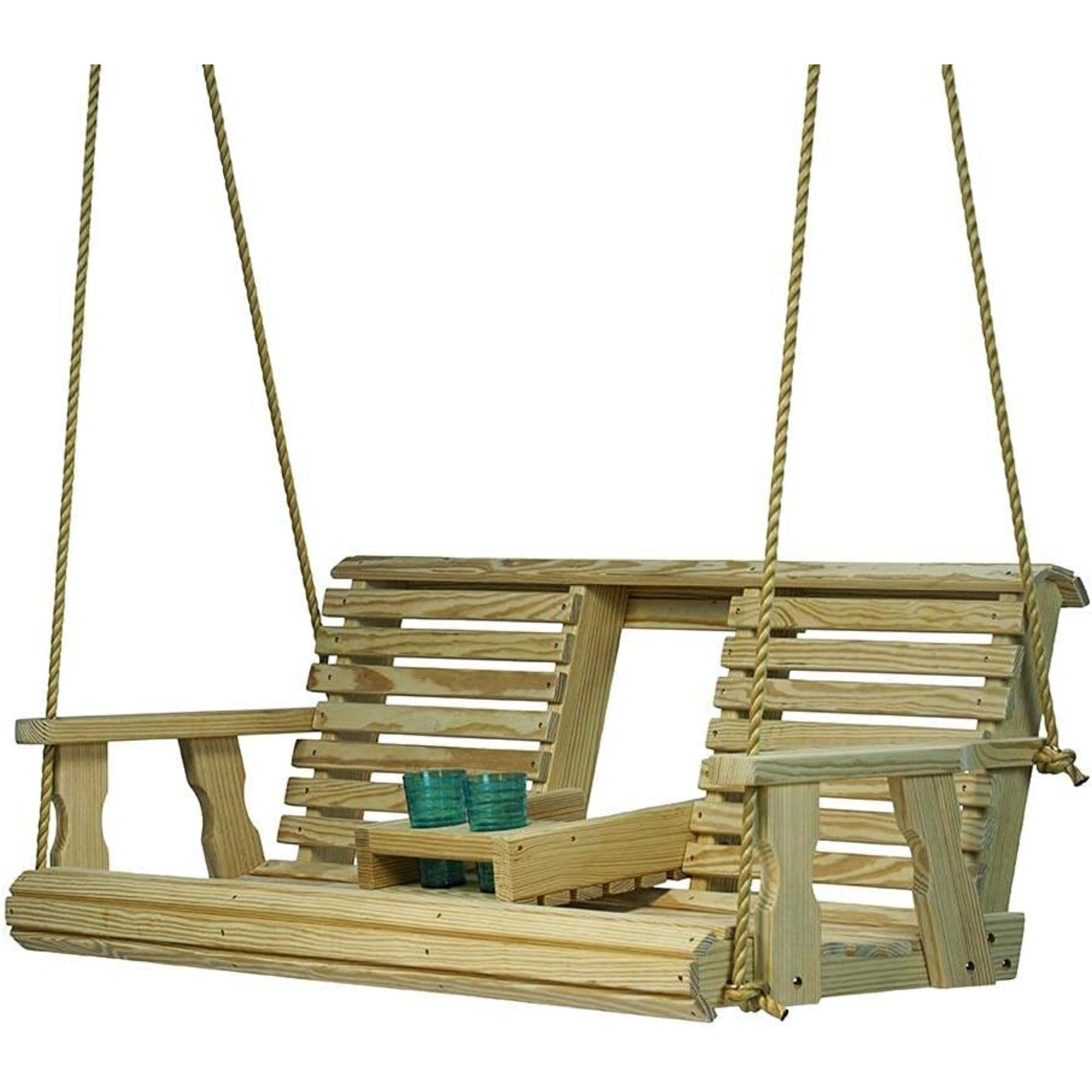 Loon Peak Amish Heavy Duty 800 Lb Rollback Console Treated Porch Swing ...