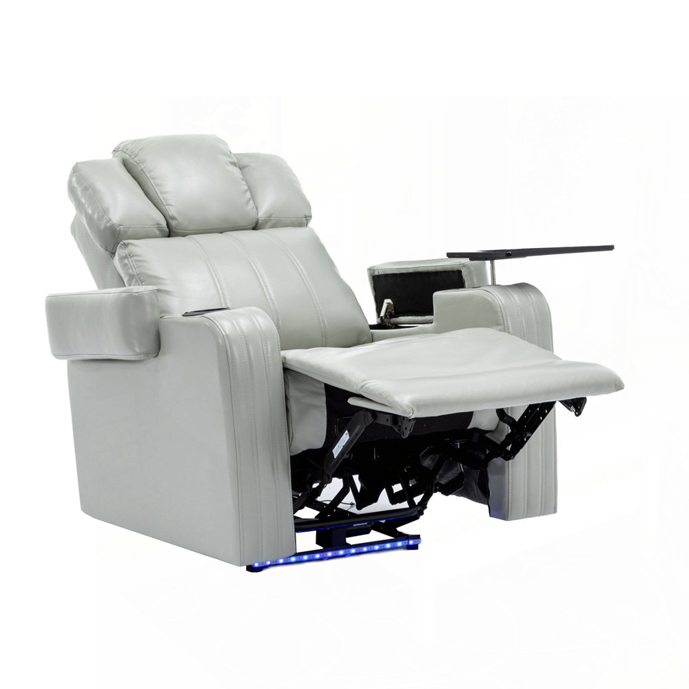 Hokku Designs PU Leather Power Recliner with Arm Storage for Living ...