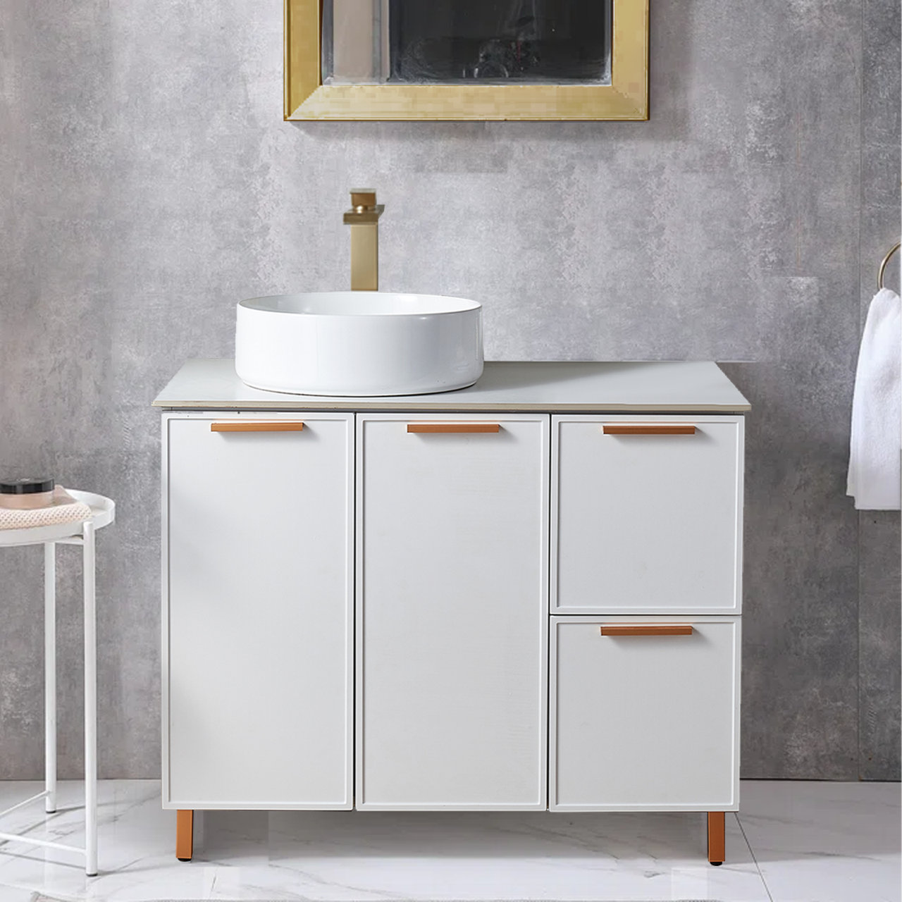 Mercer41 Shannice 36'' White Modern Free Standing Single Bathroom ...