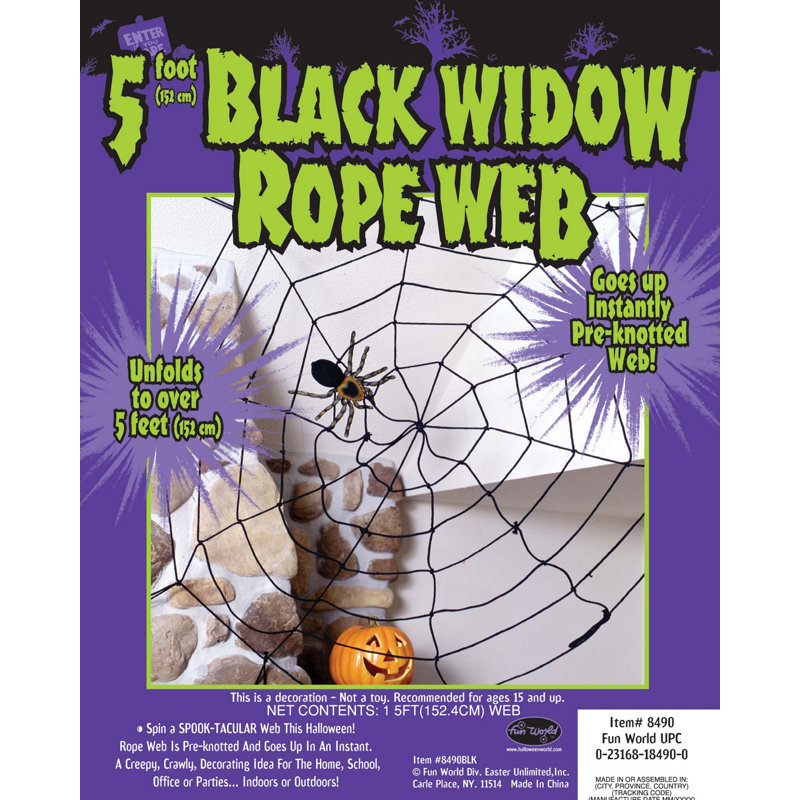 The Holiday Aisle® Gulkis 5 Ft. Black Spider Web Rope | Wayfair
