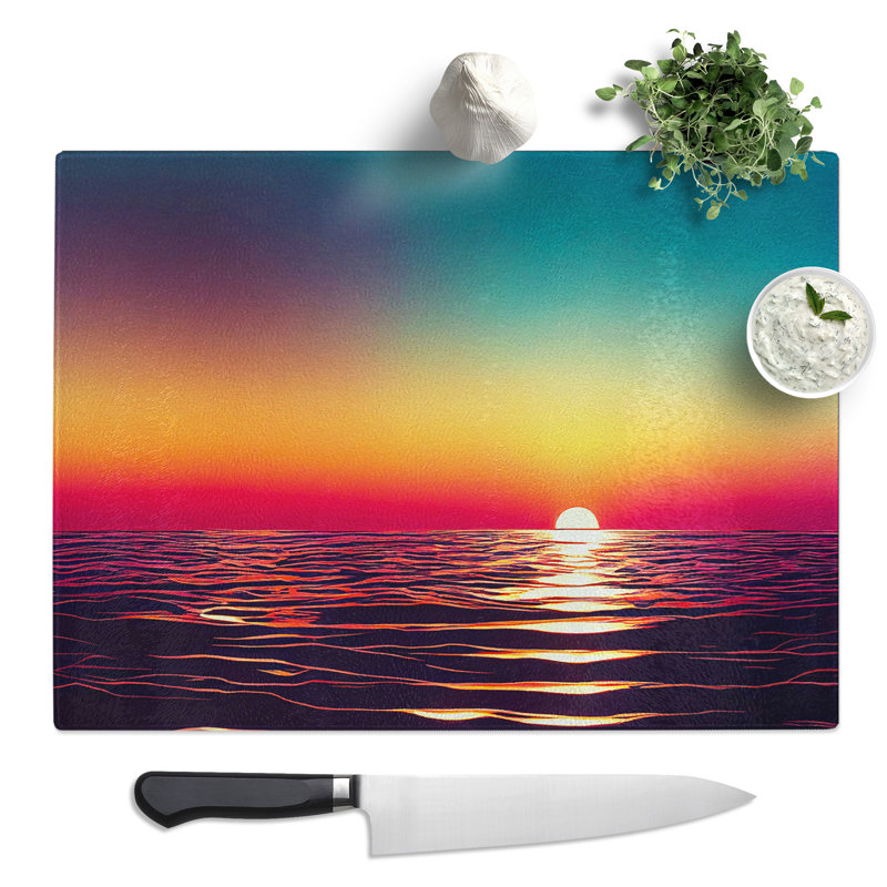 Metro Lane Hypnotic Ocean Sunset Glass Chopping Board | Wayfair.co.uk