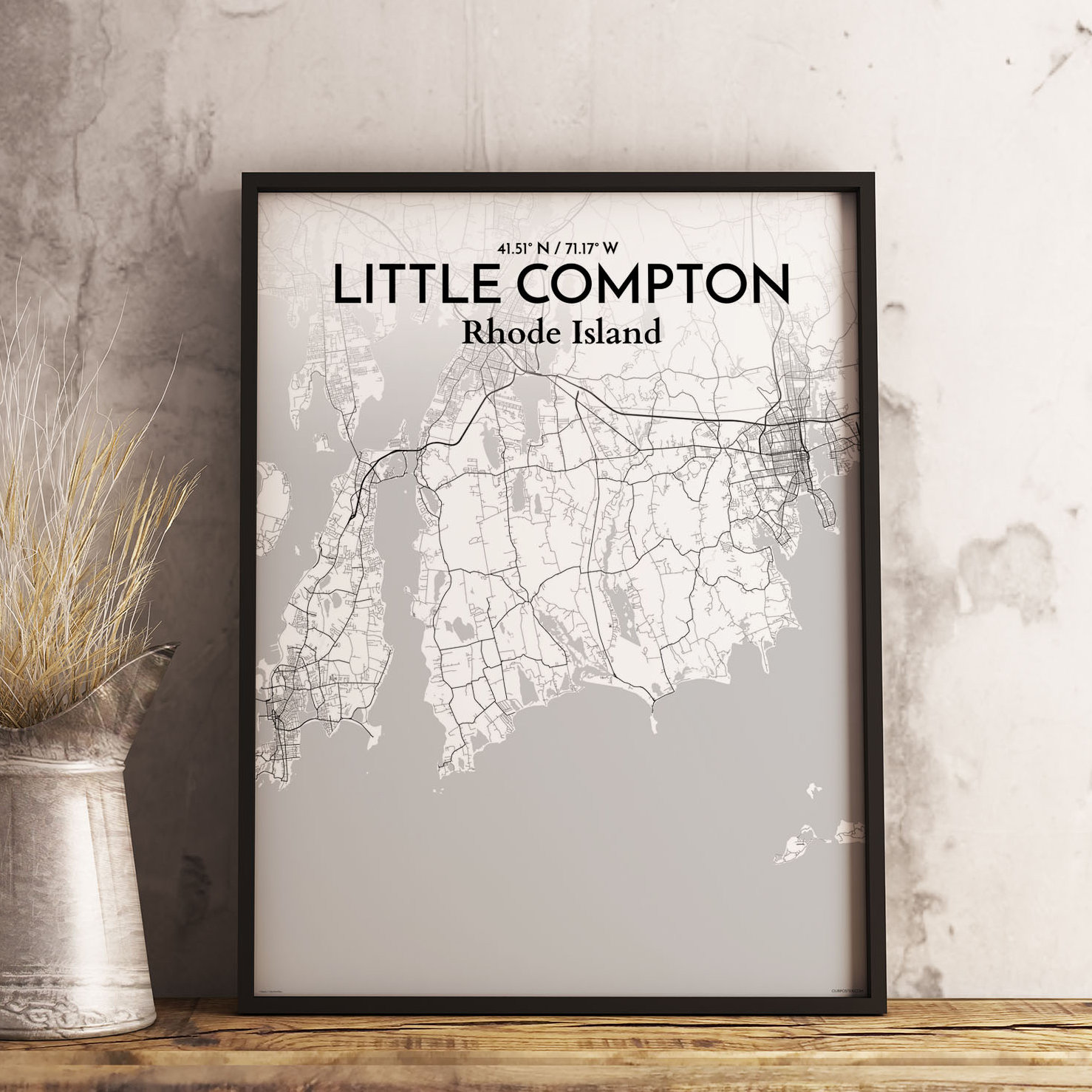 Wrought Studio™ 'Little Compton City Map' Graphic Art Print Poster in ...