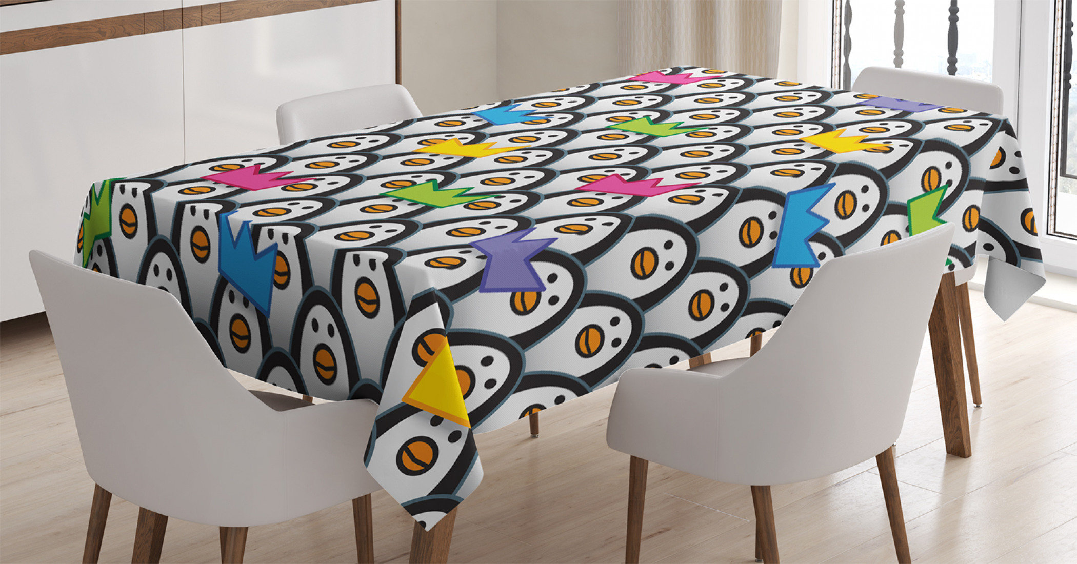 East Urban Home Sea Animals Tablecloth, Penguins Wearing Colored Party ...
