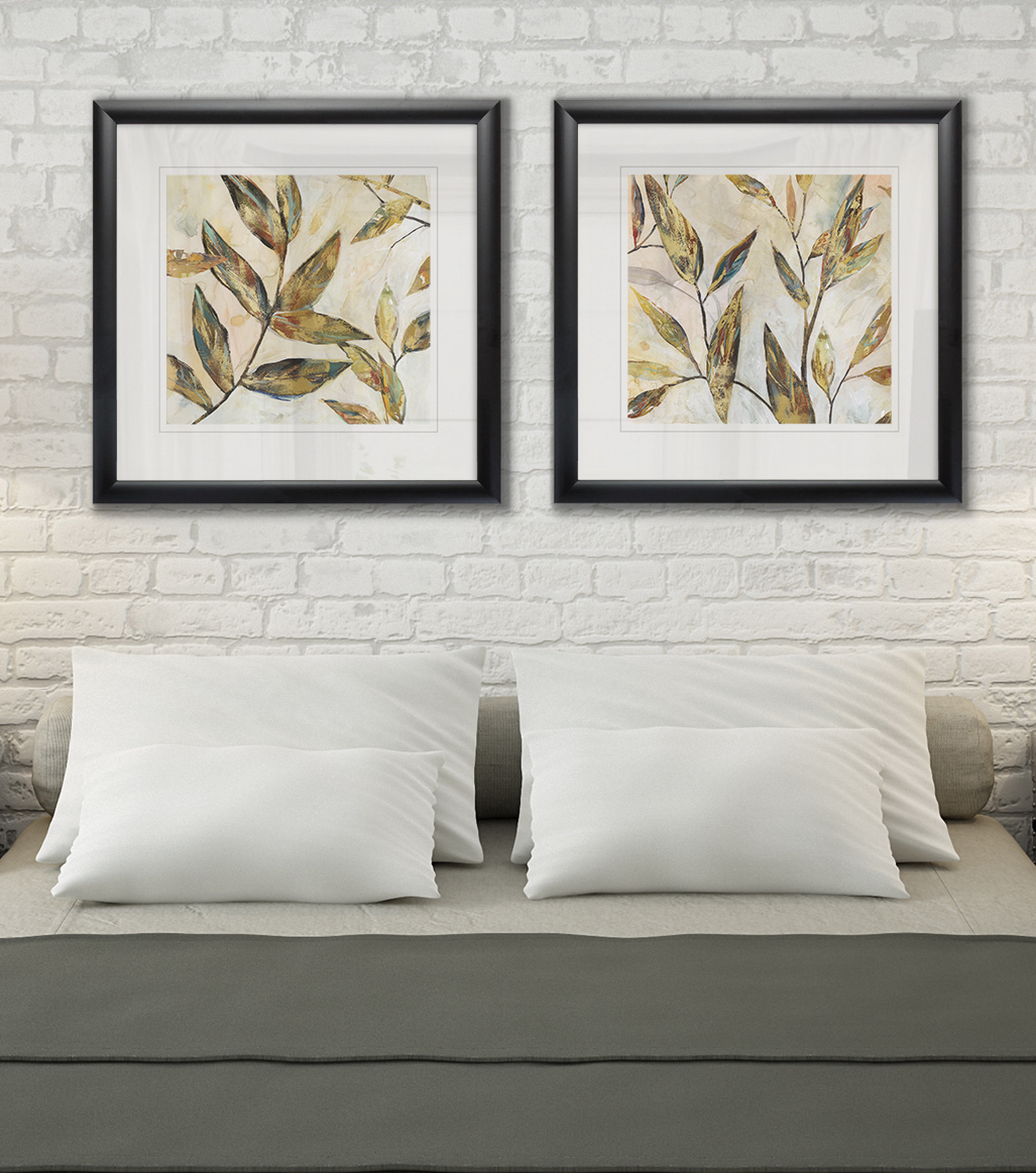 August Grove® 'Gilded Leaves I' - 2 Piece Picture Frame Print Set | Wayfair