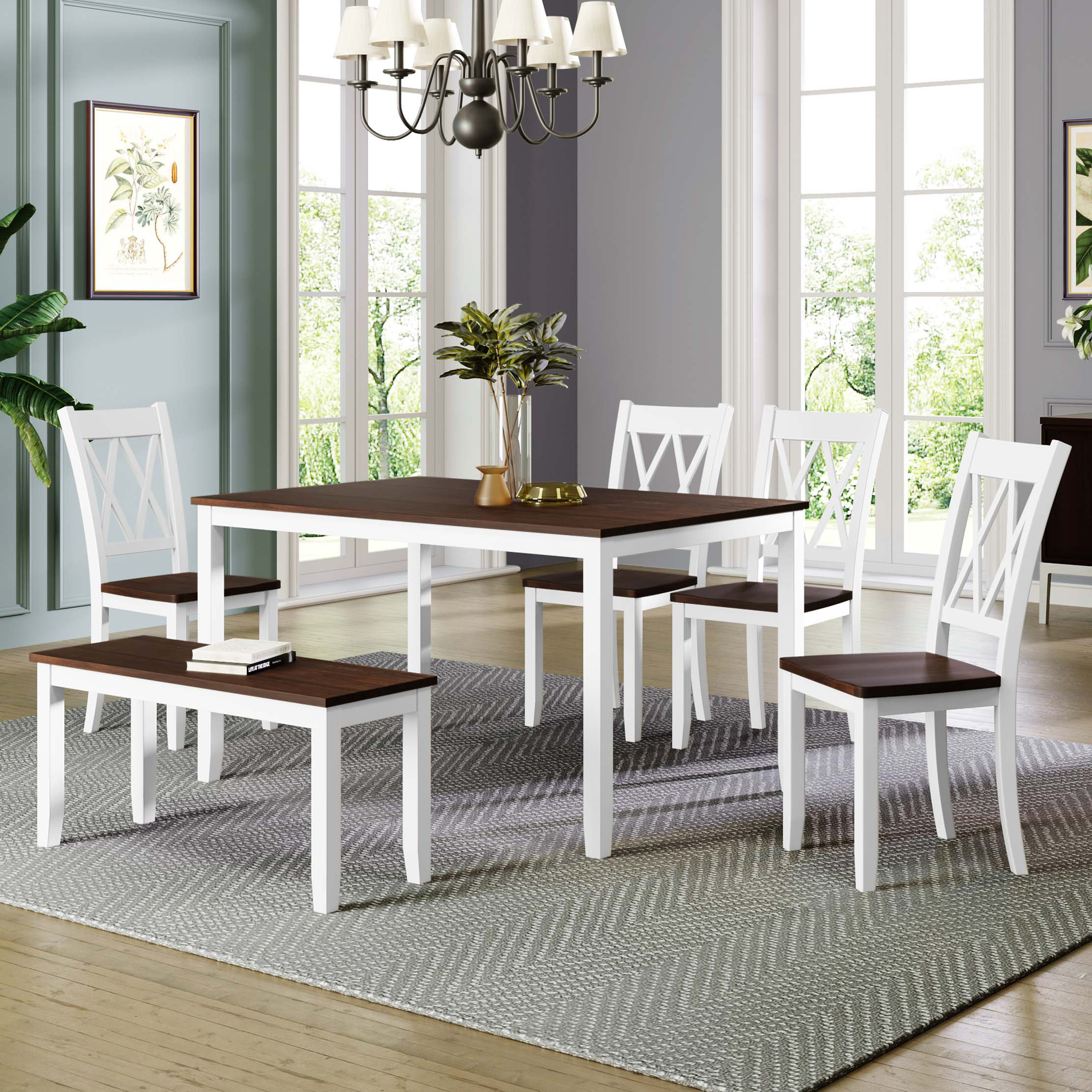 Ophelia & Co. 6-Piece Wooden Dining Set With 4 Chairs And Bench ...