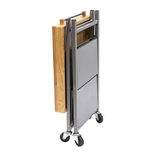Origami Foldable Wheeled Portable Solid Wood Top Kitchen Island Bar ...