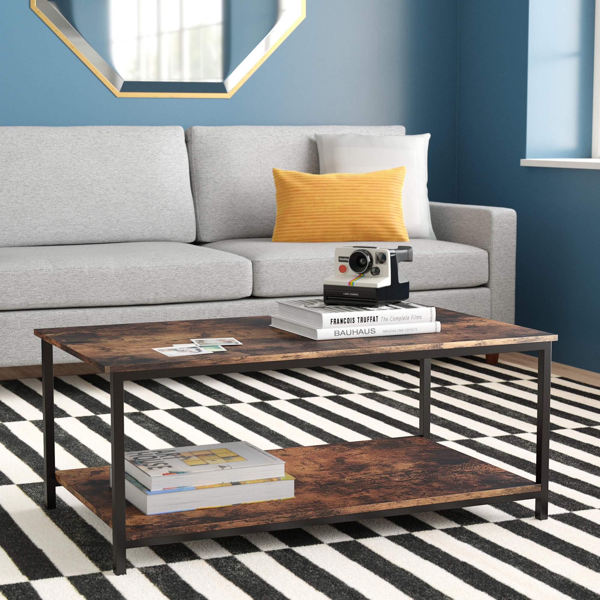 Zipcode Design™ Iddings 43.3" Coffee Table, 2-Tier Open Storage ...