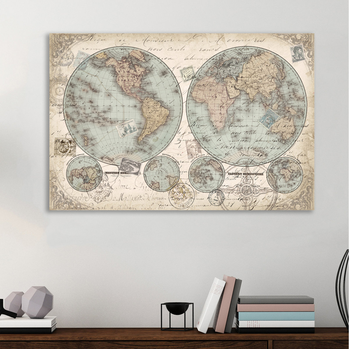 Charlton Home® 'World Map' Acrylic Painting Print on Wrapped Canvas ...