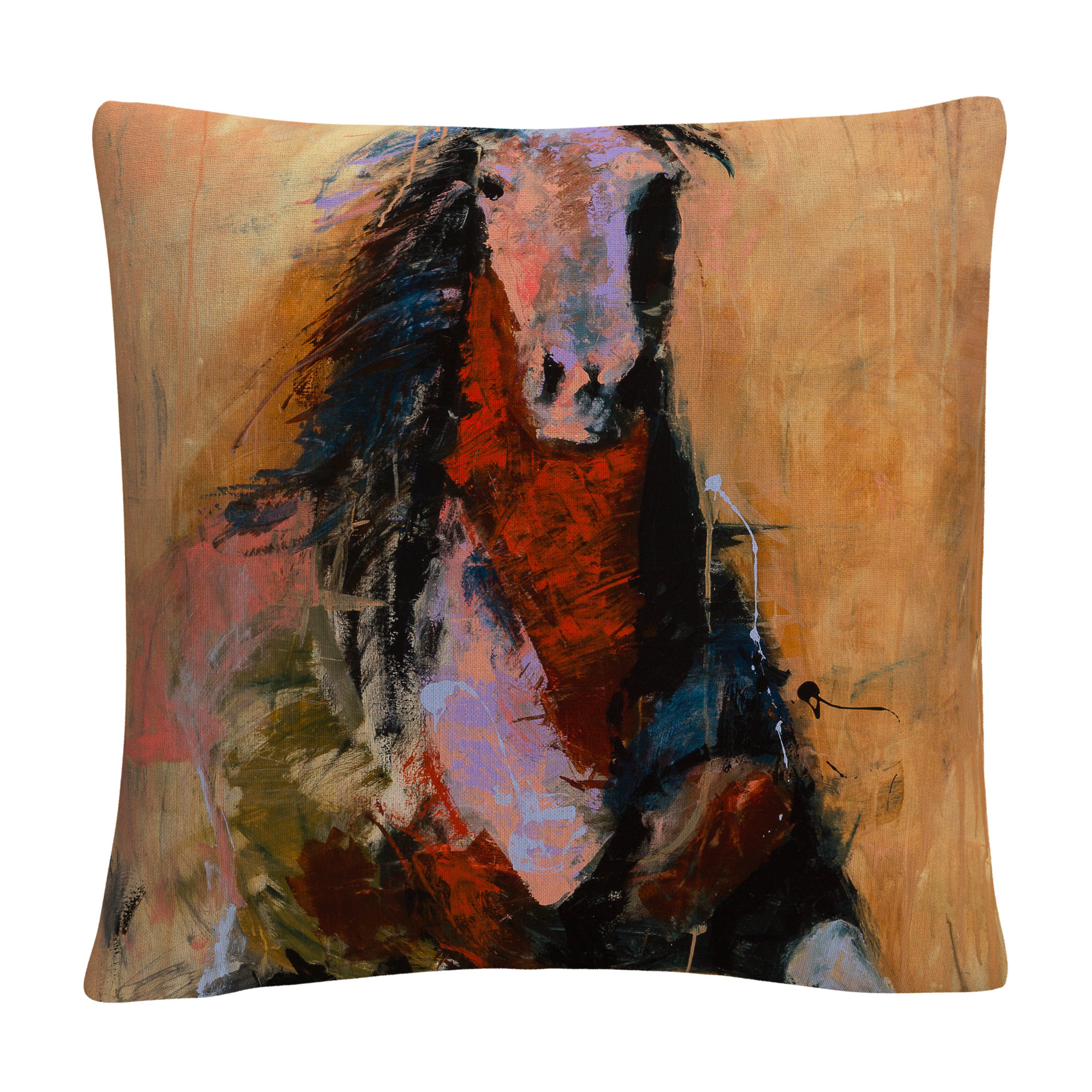 Trademark Fine Art Joarez ''Golden Horse'' 16 X 16 Decorative Throw ...