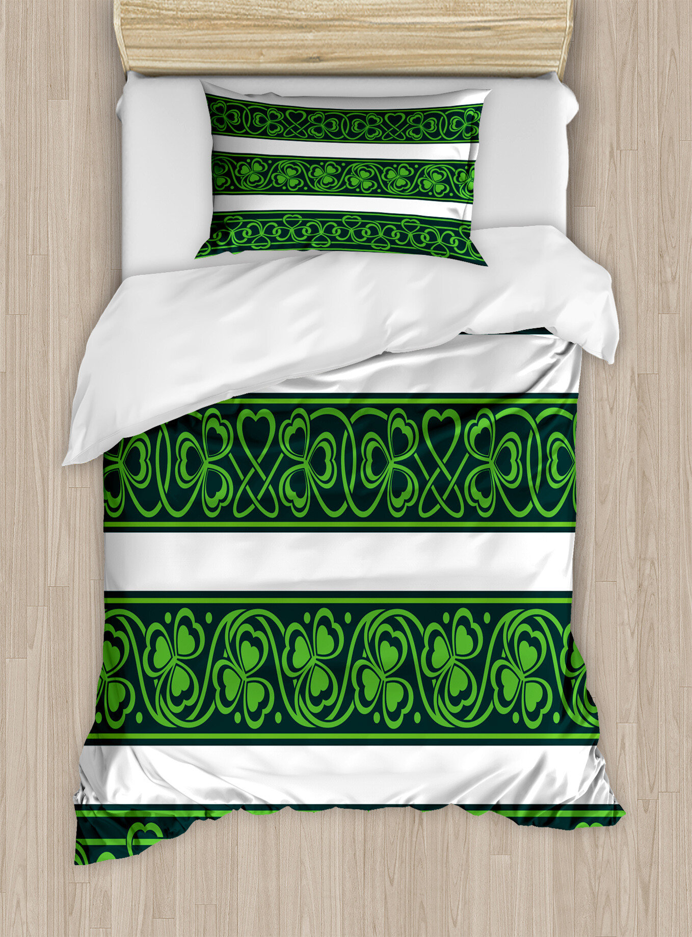 Ambesonne Irish Duvet Cover Set, Shamrock Borders Art, Twin, Forest ...